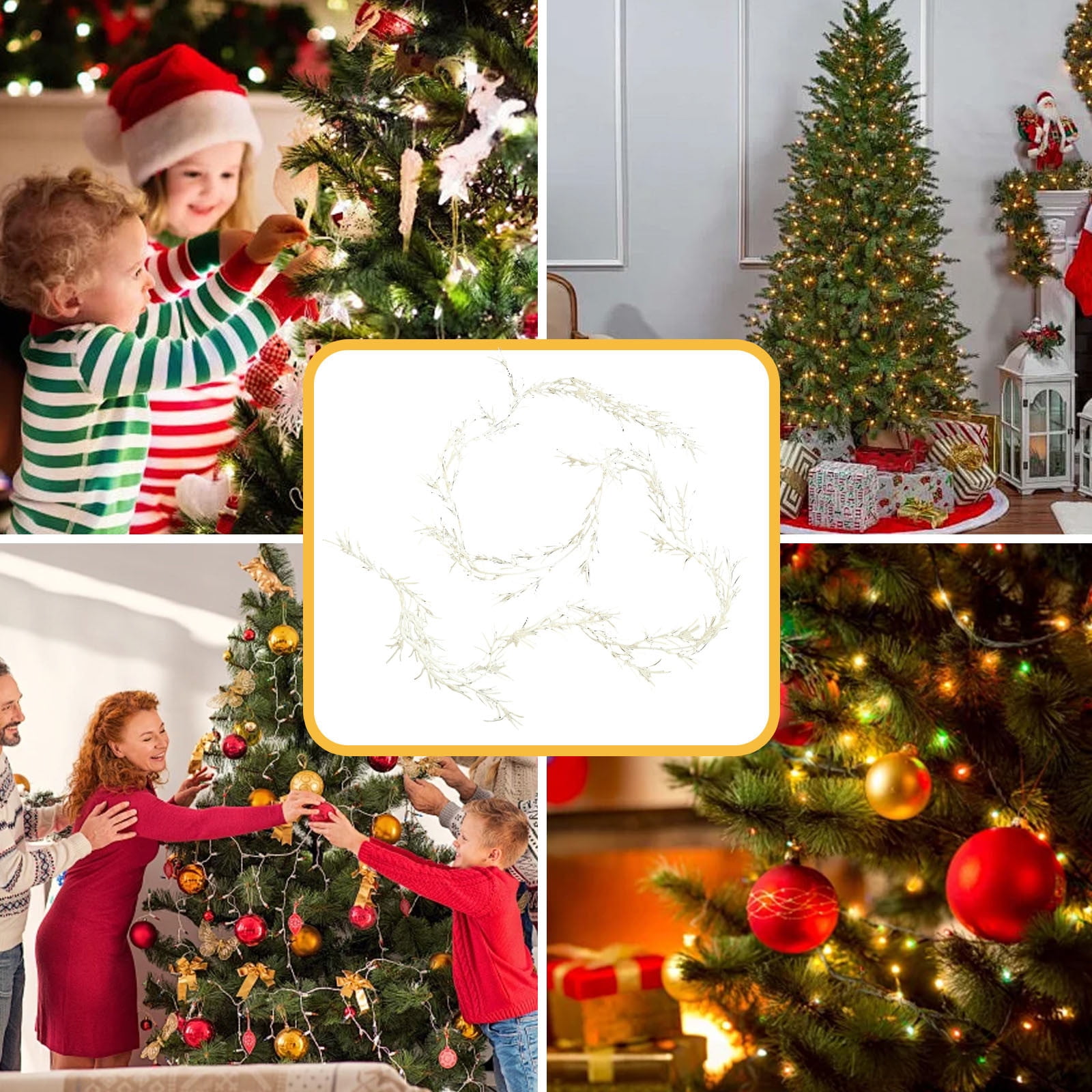 Realistic Christmas Simulation Rattan Leaves and Branches Adorned with ...
