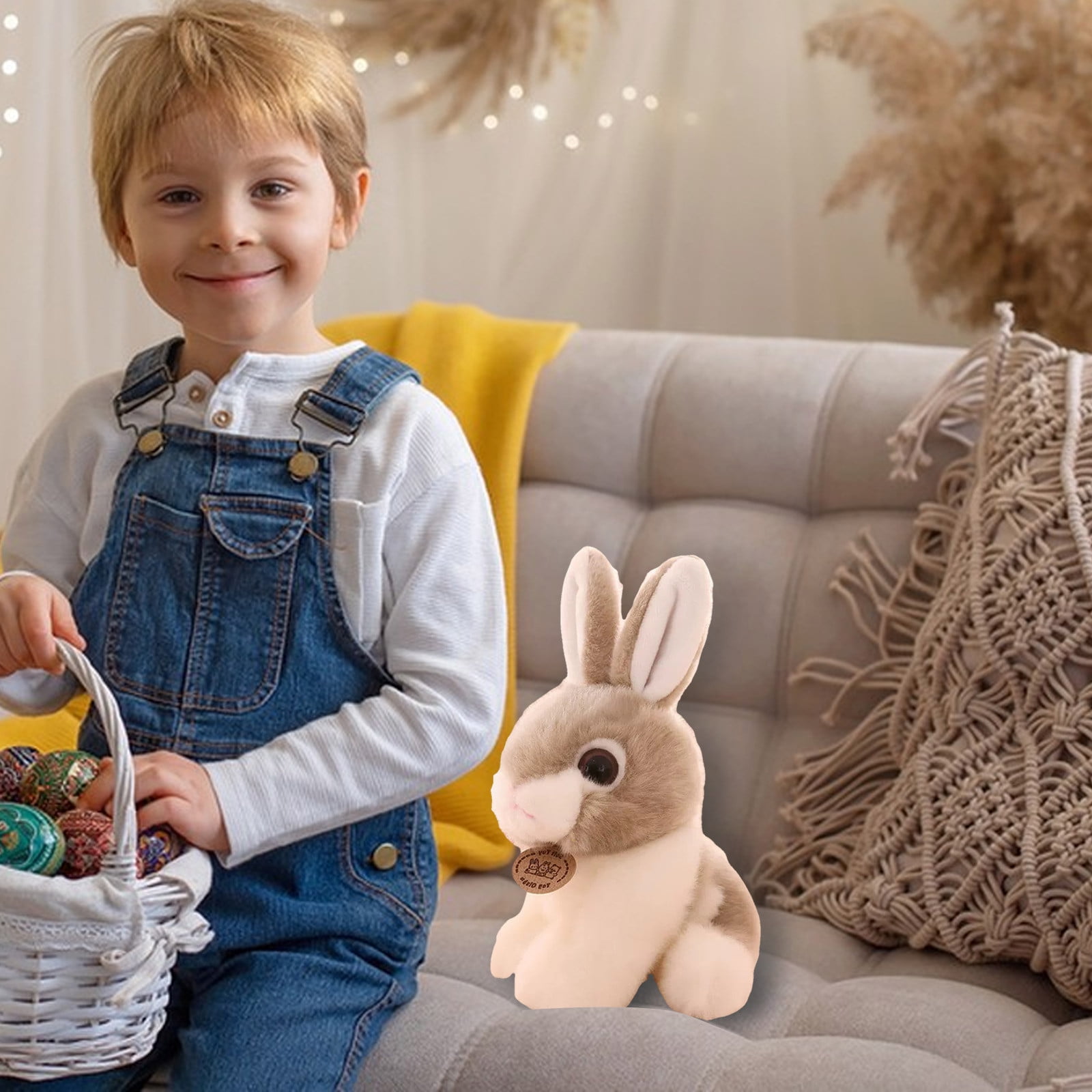 Realistic Cute Plush Rabbits Lifelike Animal Easter Bunny Toy Model ...