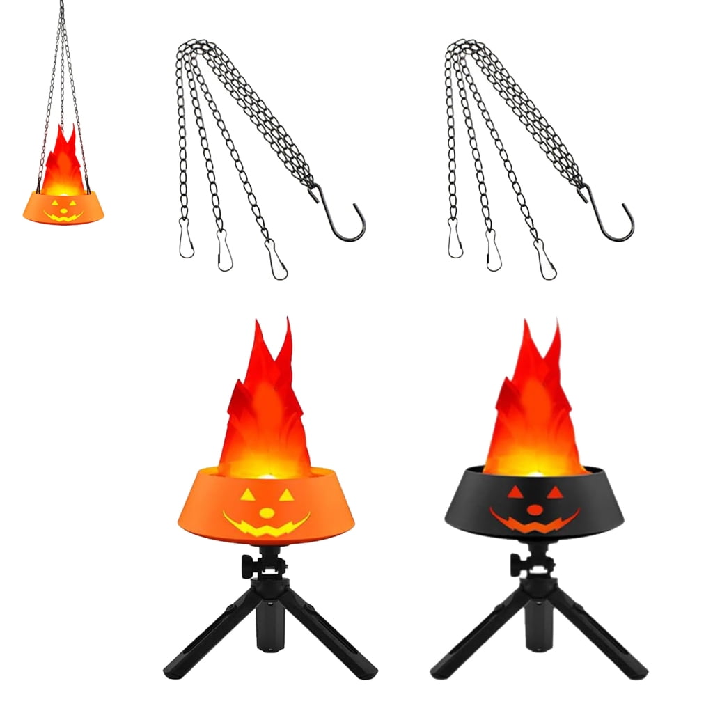 Realistic Dancing Flame Halloween Decors Lights Portable Rechargeable ...