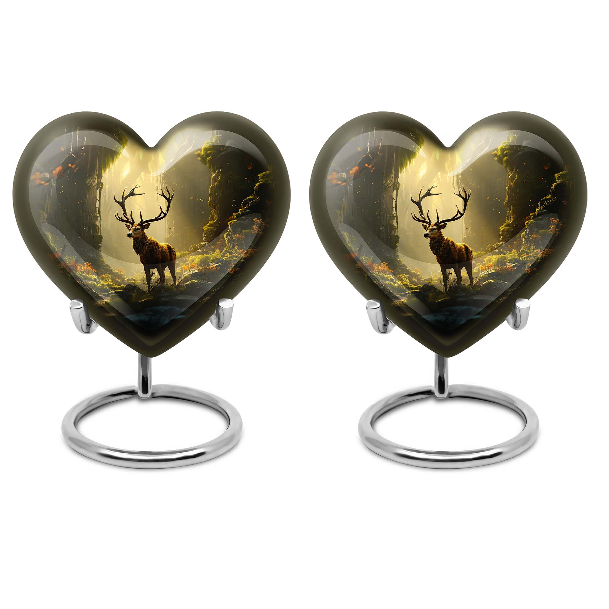 Realistic Deer With Forest Heart Shaped Urns For Adult Ashes Women ...