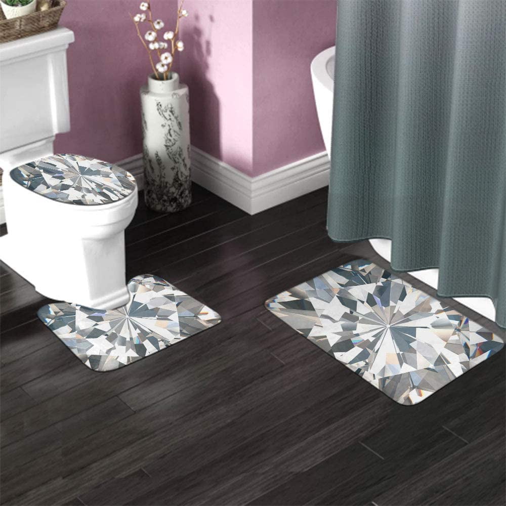 Realistic Diamond 3 Pieces Bathroom Rug Set Caustic Close Up Texture 3D ...