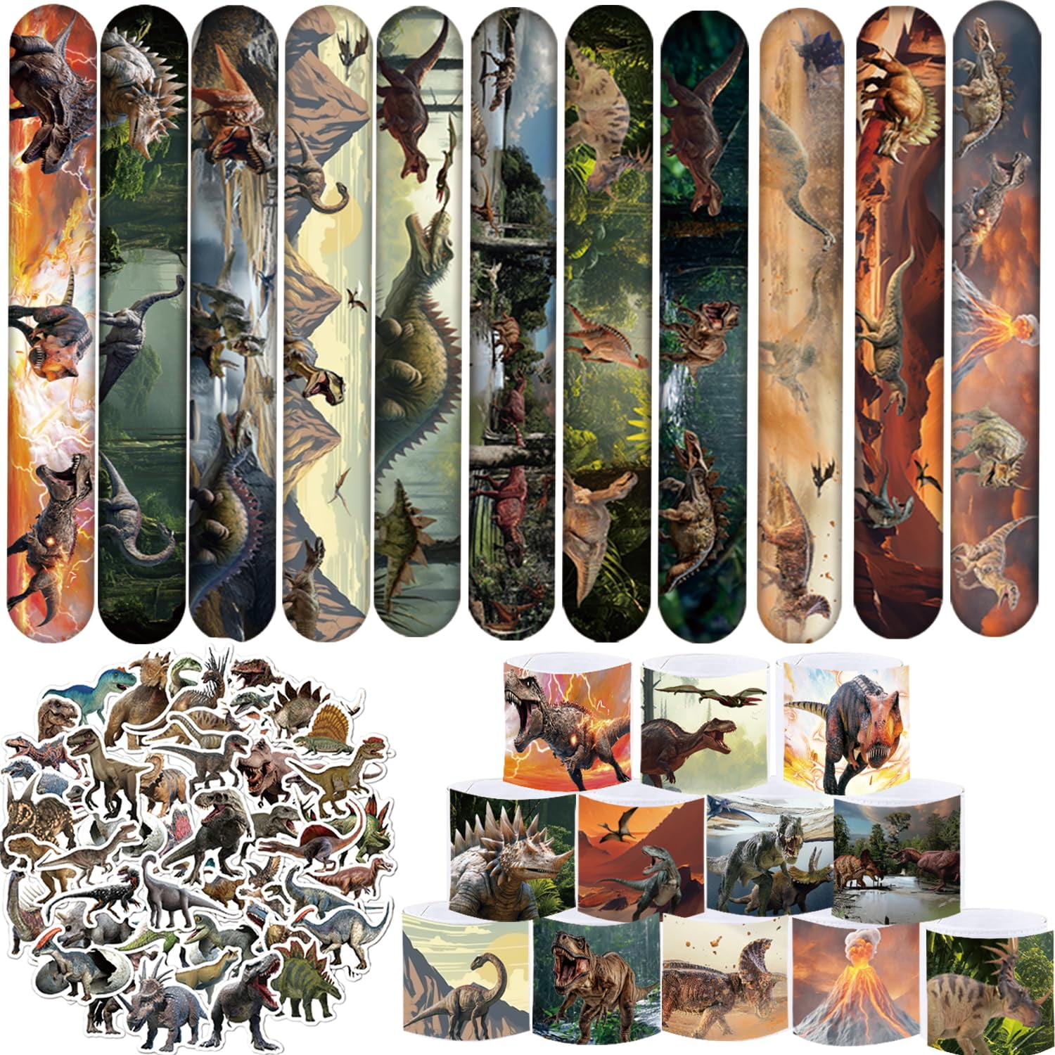 Realistic Dinosaur Party Favors, 24 Pcs BSL1 Dinosaur Slap 50 Pcs ...