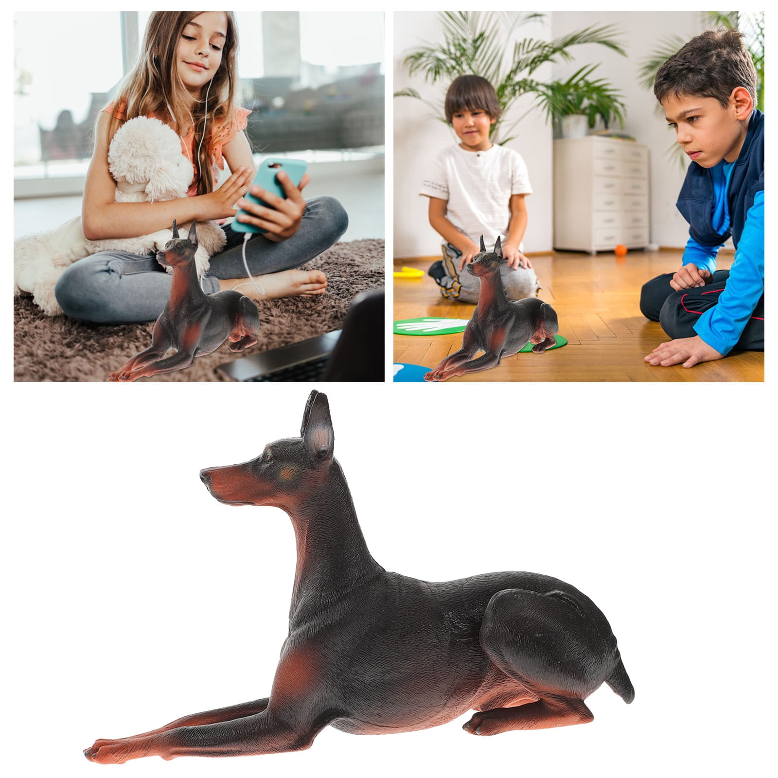 Realistic Doberman Statue Figurine - Decorative Dog Model Craft ...