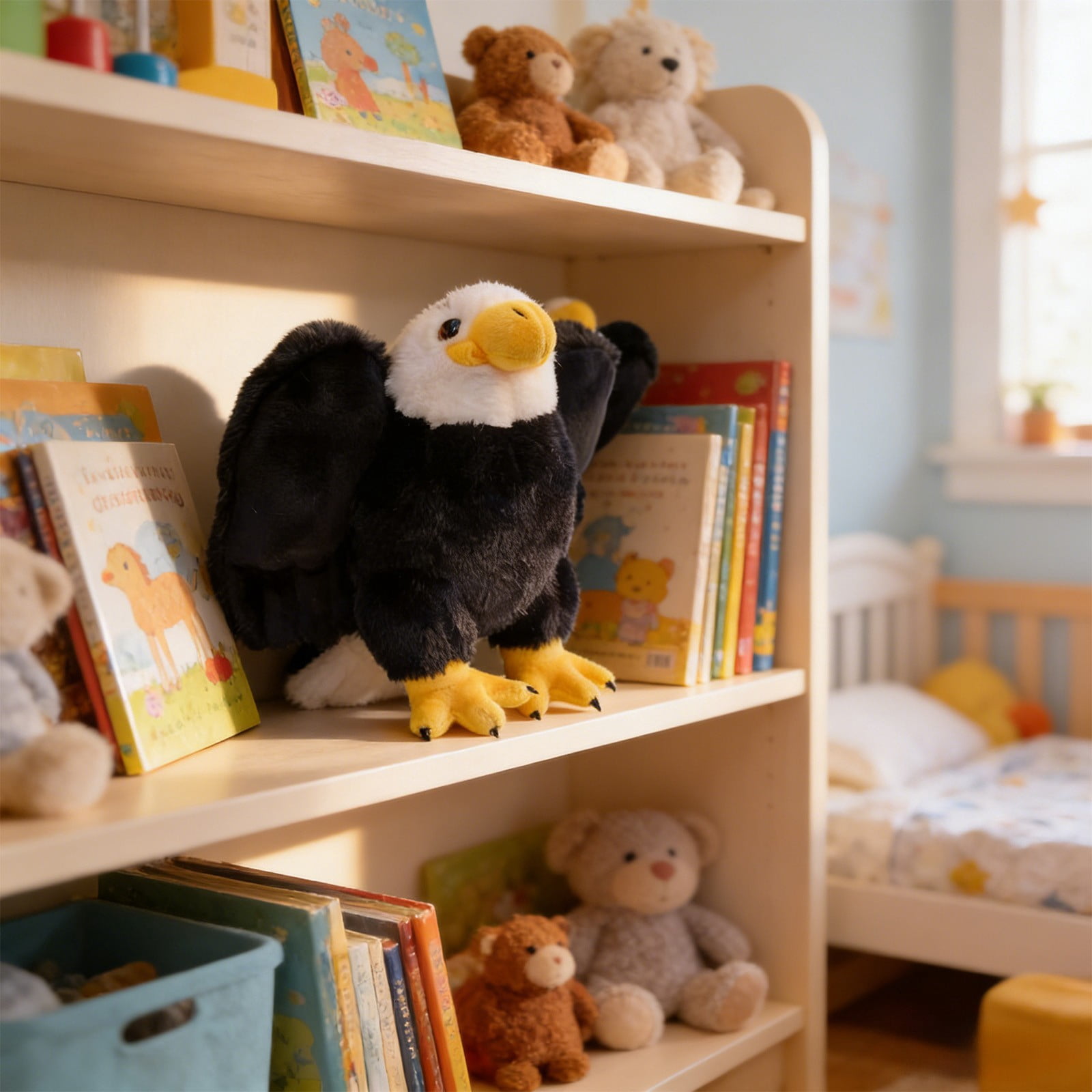 Realistic Eagle Plush Decor, Poseable Stuffed Bird Home Office Desk ...