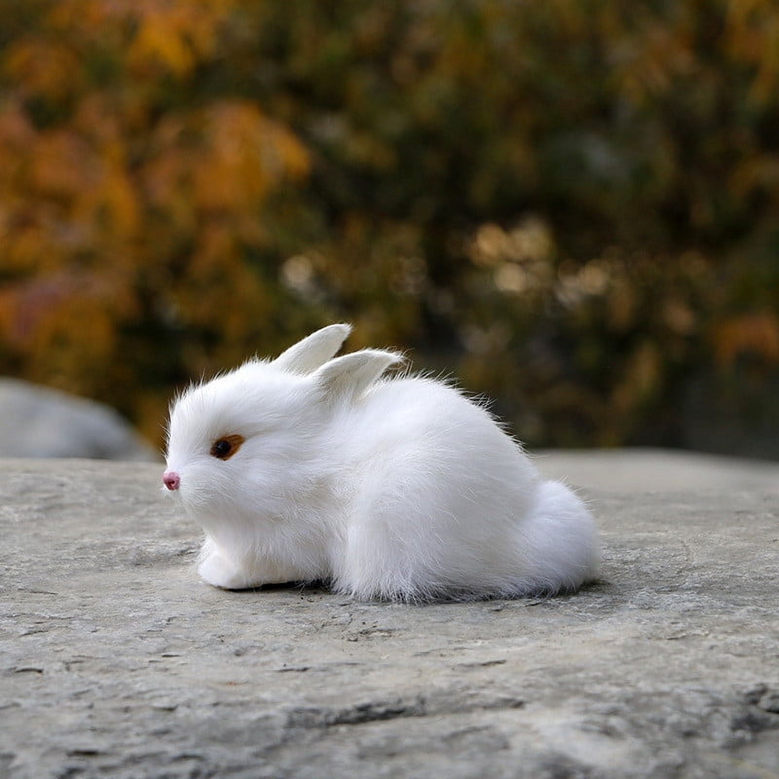 Realistic Easter Bunny Model Faux Fur Decor Handcrafted Resin Figurine ...