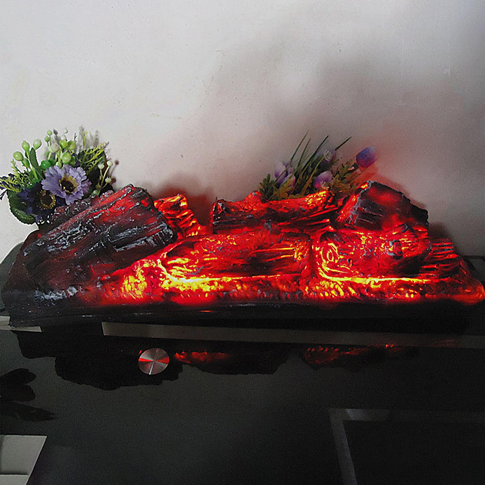 Realistic Electric Fireplace with Light Logs, Resin Fake Firewood Lamp ...