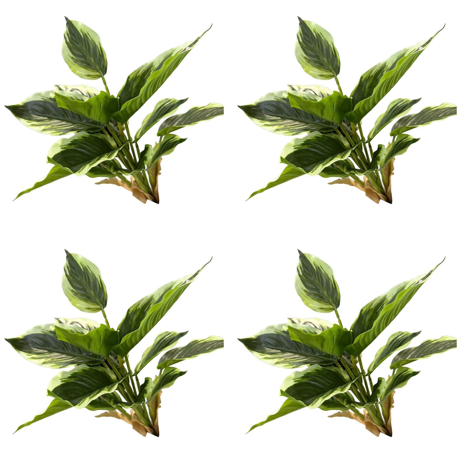 Realistic Fake Variegated Hosta Greenery Leaf 4 Pack Artificial Plants ...