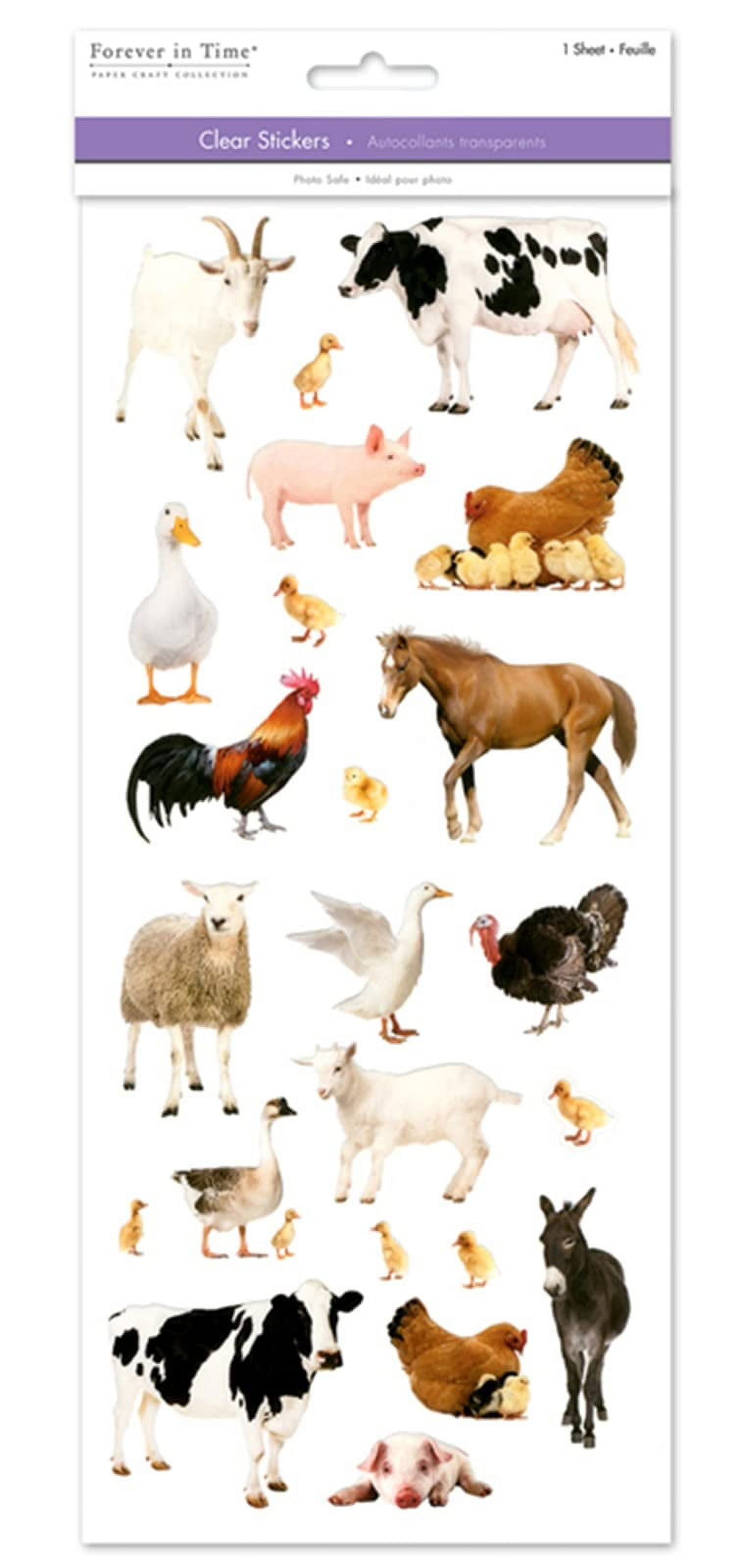 Realistic Farm Animal Stickers - Barnyard Clear Adhesive Decals for ...