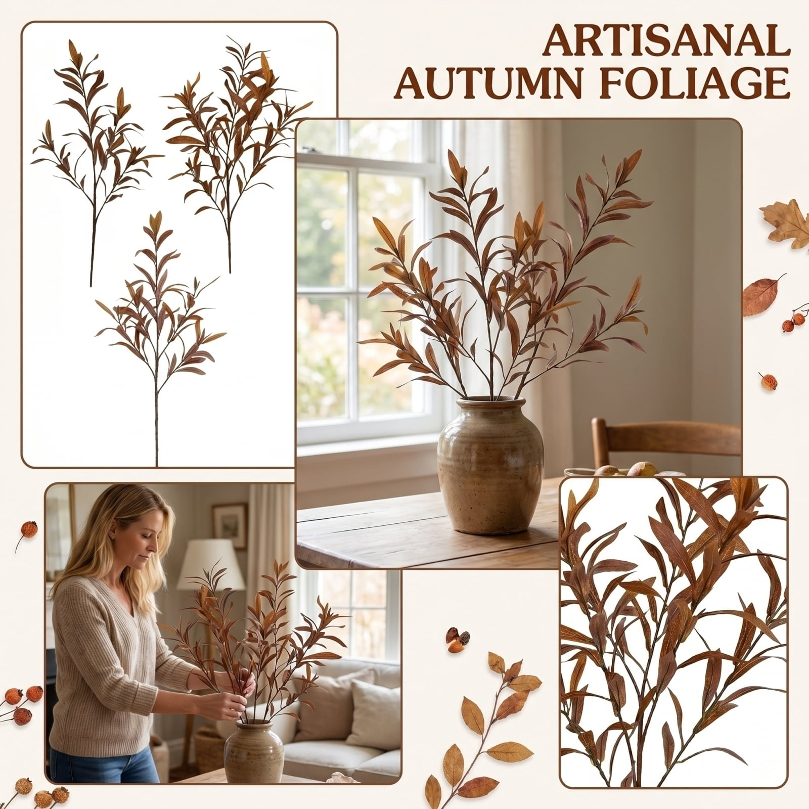 Realistic Faux Olive Leaf Stems With Bendable Wire Core For Custom ...