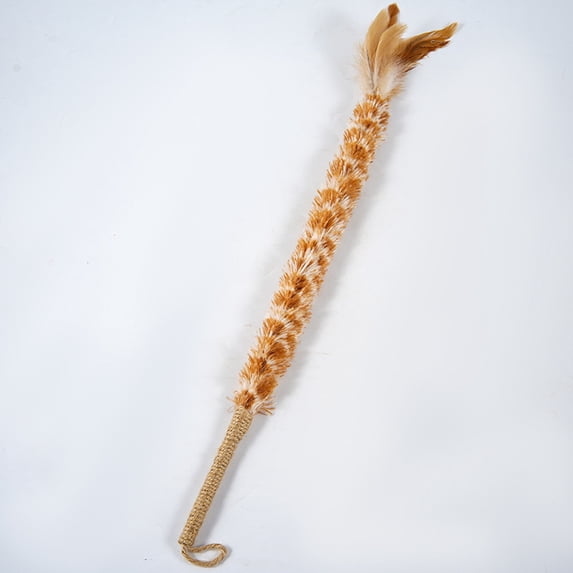 Realistic Feather Duster Cat Toy - Natural Jute Handle Wand with Long ...