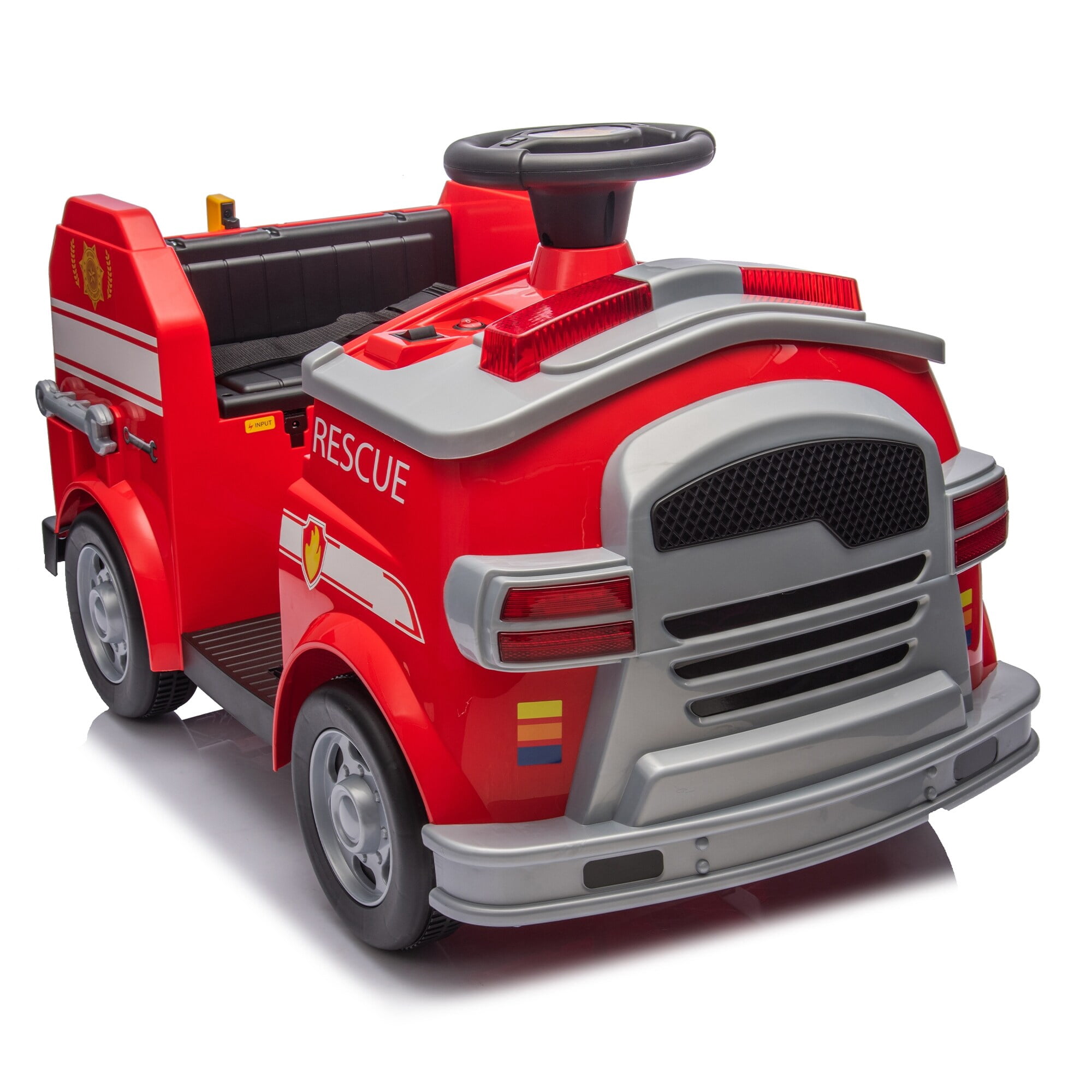 Realistic Fire Truck Toy with Warning Lights, Ride on Fire Truck with ...