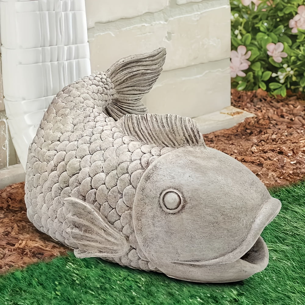 [Realistic Fish Decor] Durable Resin Realistic Gray Fish Statue | Water ...