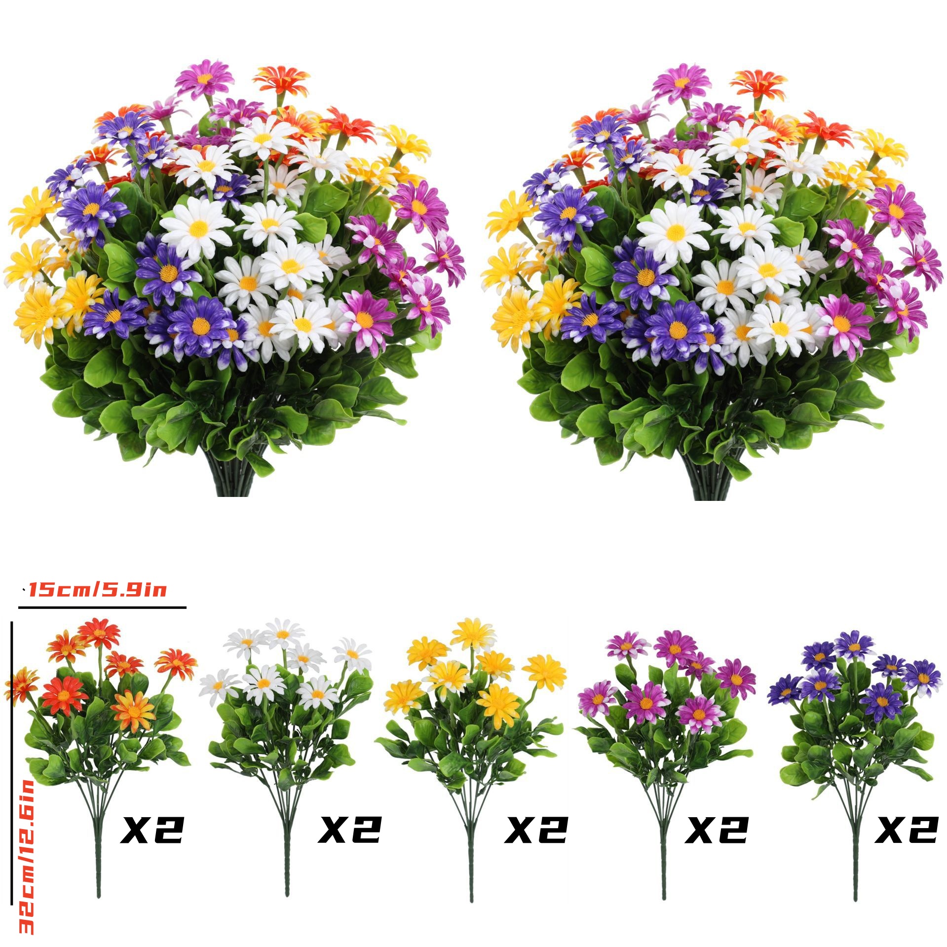 Realistic Flower Bouquets Artificial Daisy Plastic Flowers Fake Flowers ...