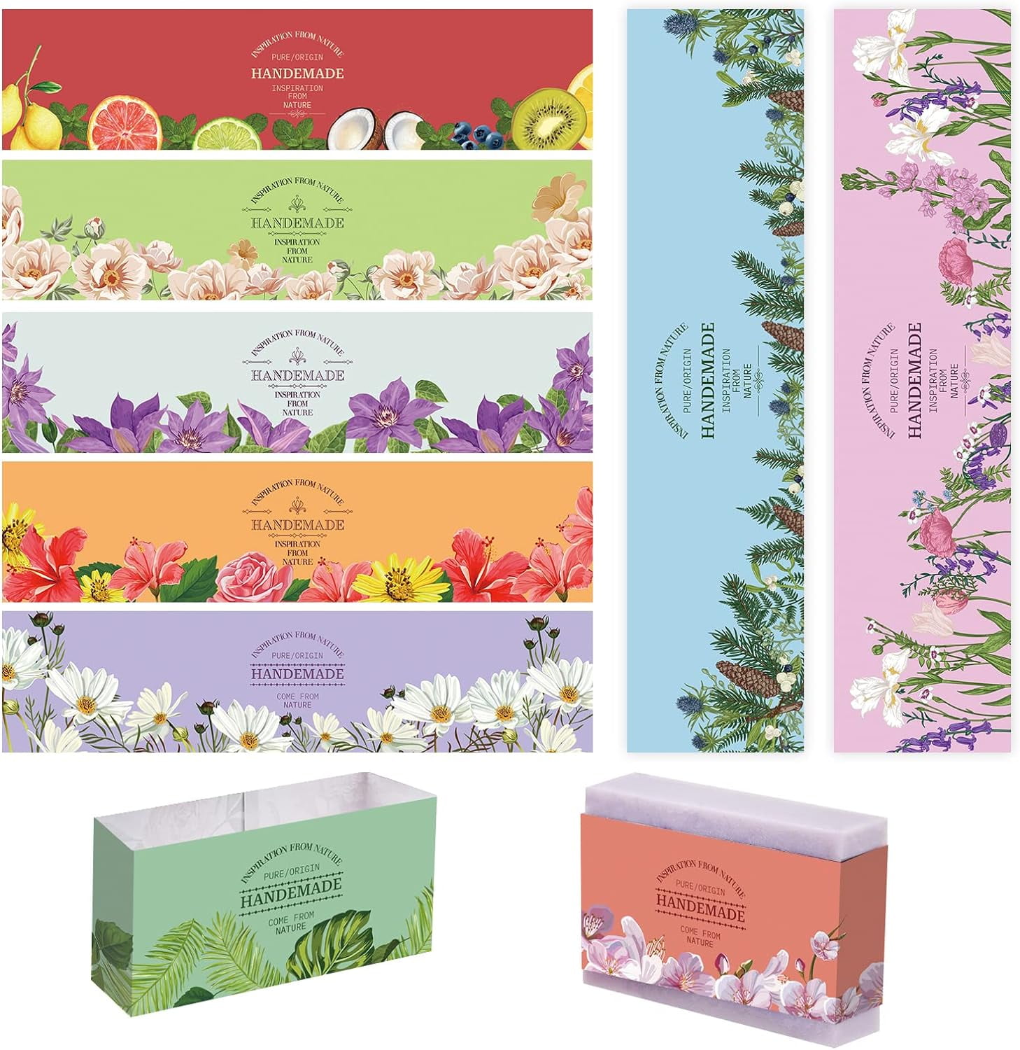 Realistic Flower & Fruit & Leaf Pattern Soap Paper Tag Soap Wrappers ...