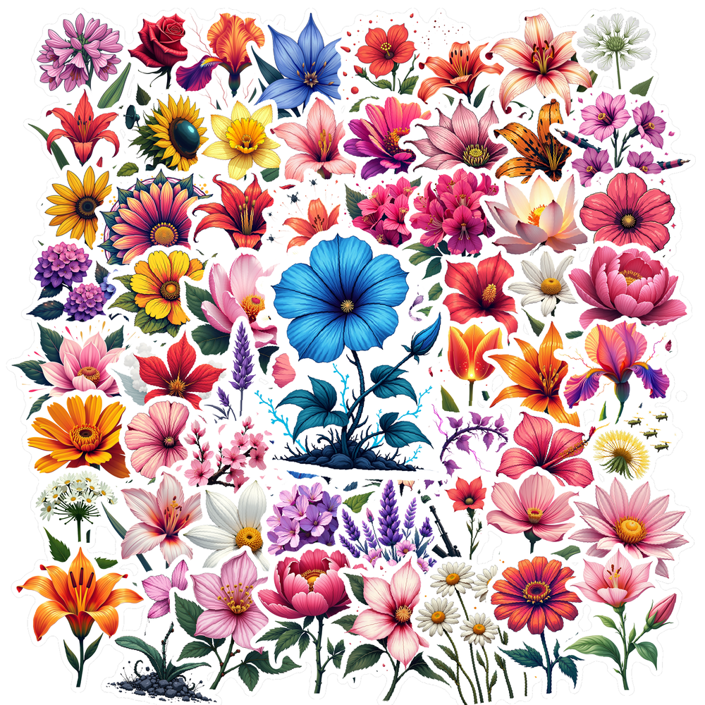 Realistic Flower Stickers Stickers, Waterproof Flower Stickers Sticker ...