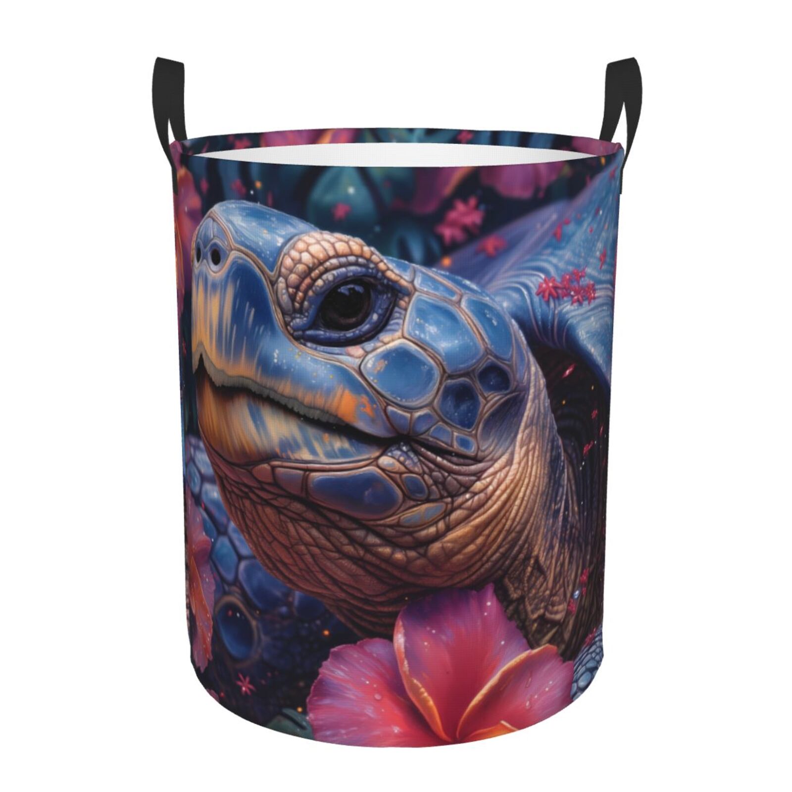Realistic Flower Turtle Laundry Basket with Handles - Freestanding ...
