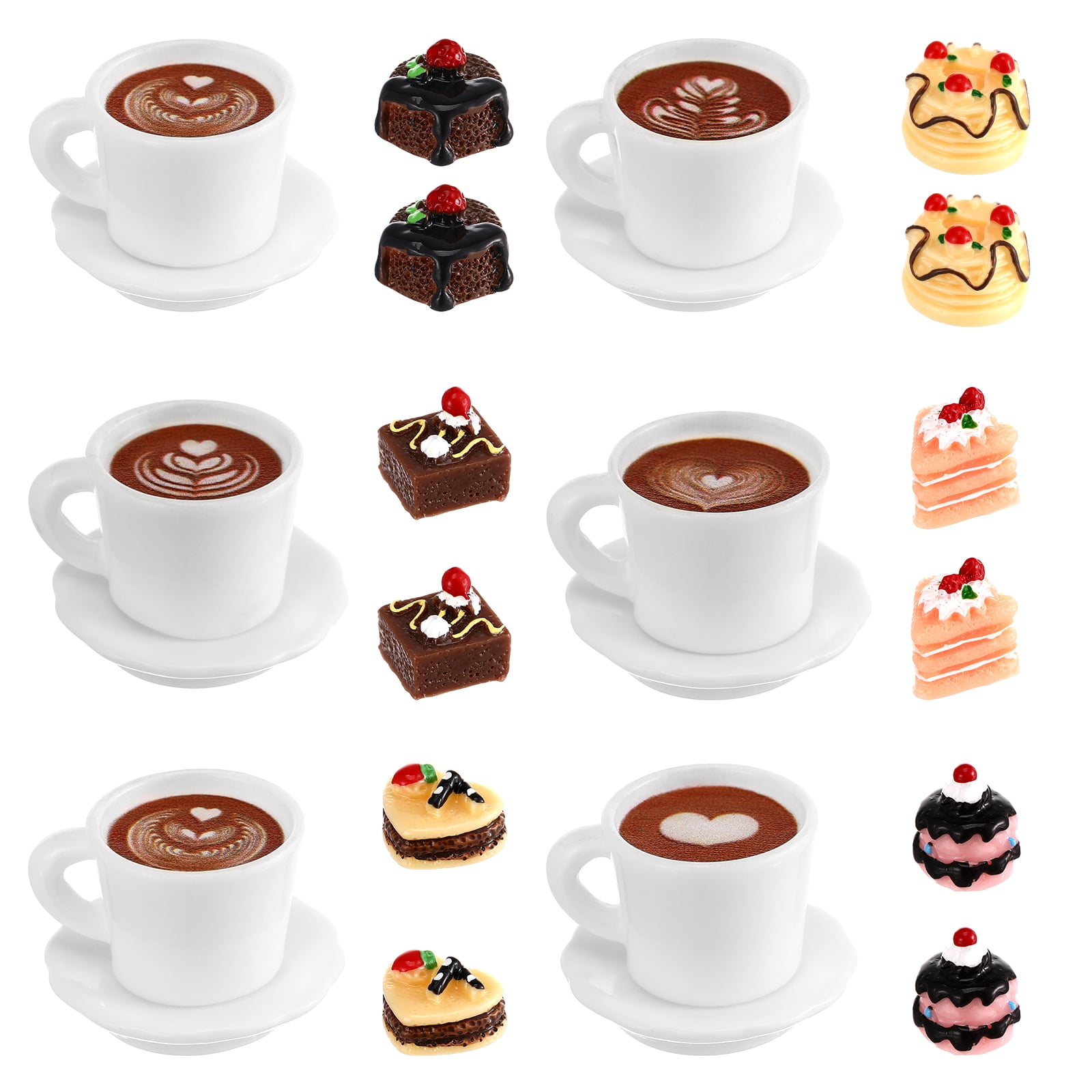 Amosfun Miniature Cakes Resin 6 Mini Coffee Cups 0.8x0.8x0.6in ...