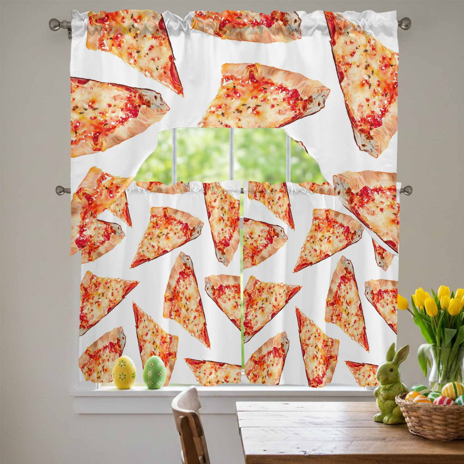 Realistic Food Swag Curtains Valance & Tier Set, Yummy Italy Naples ...