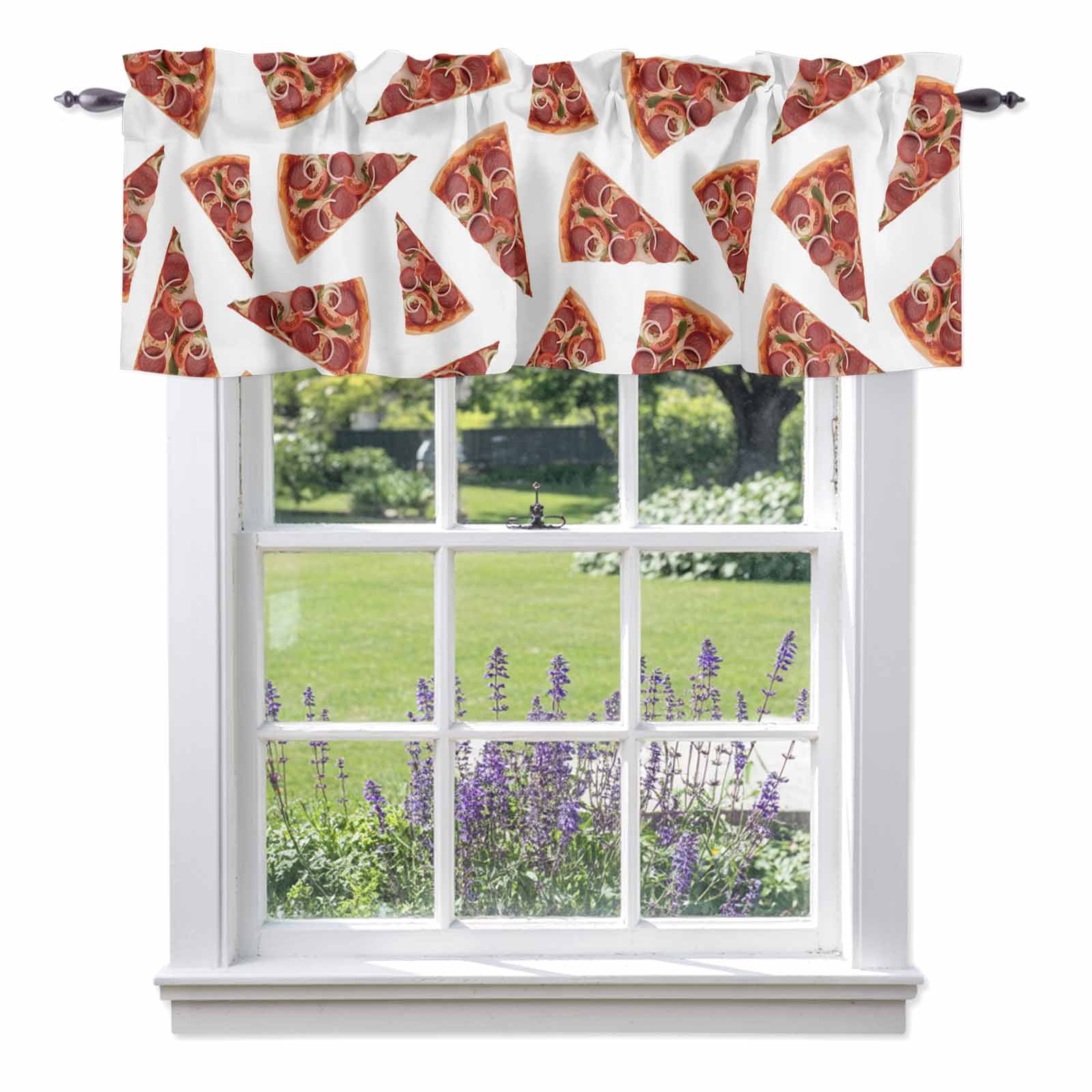 Realistic Food Valance Curtain Pepperoni Pizza Yummy Thin Crust Window ...