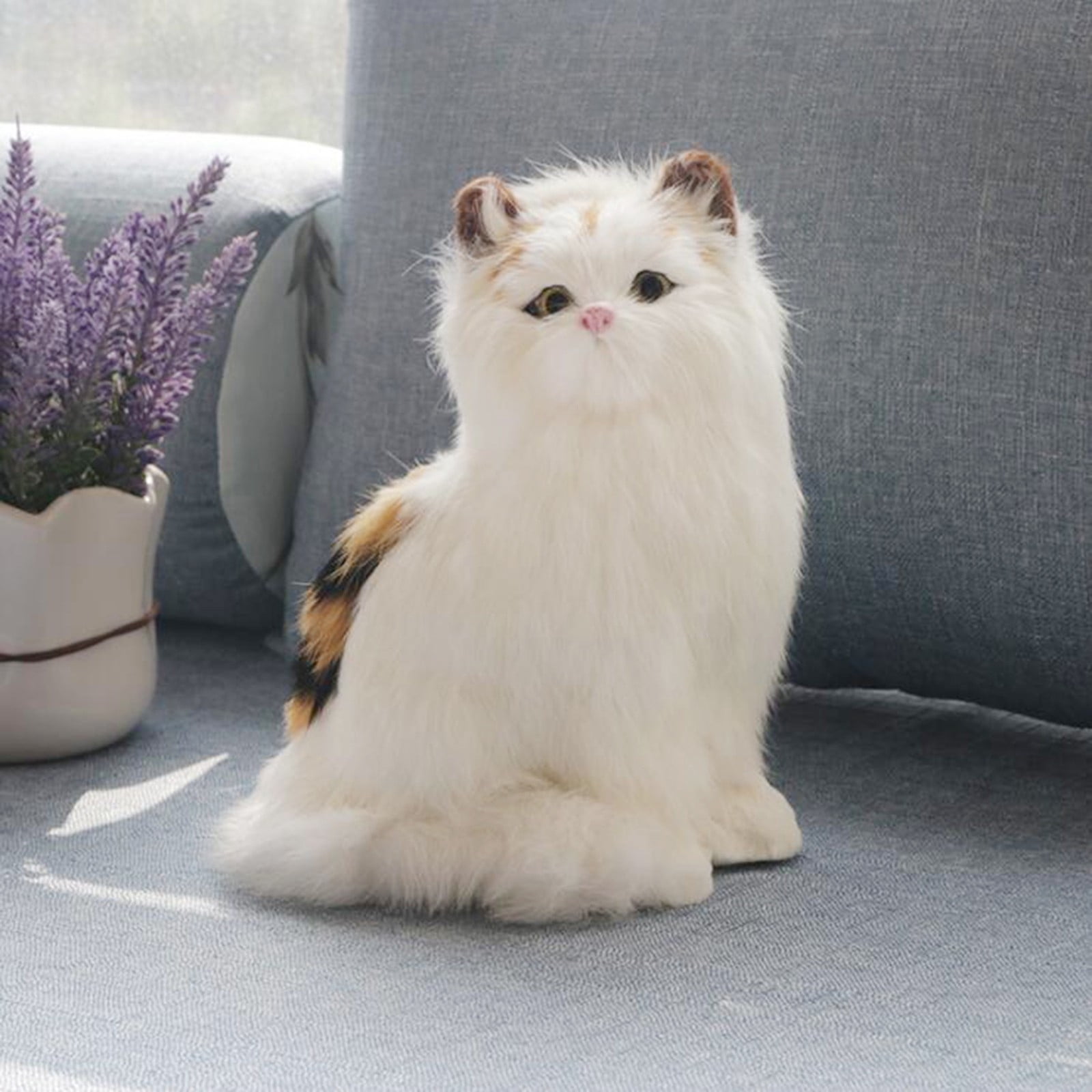 Realistic Furry Baby Cat Figurine Simulation Kitten Home Office Car ...