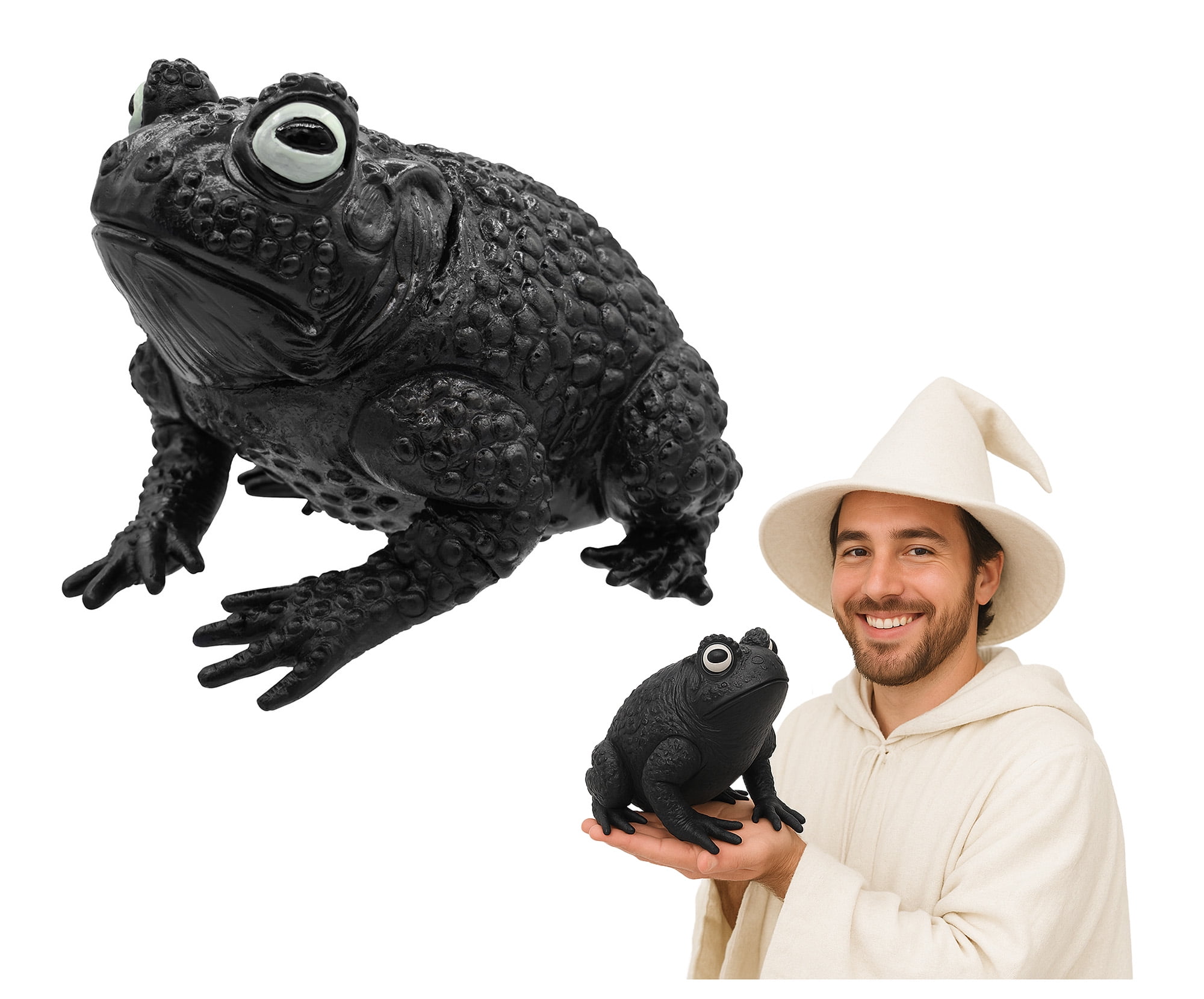 Realistic Giant Black Witch Toad Halloween Prop 10” Latex Frog Statue ...