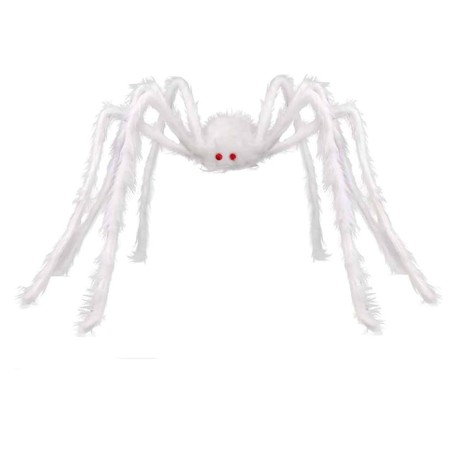 Realistic Giant Halloween Spider - Scary Big White Hairy Spider Decor ...