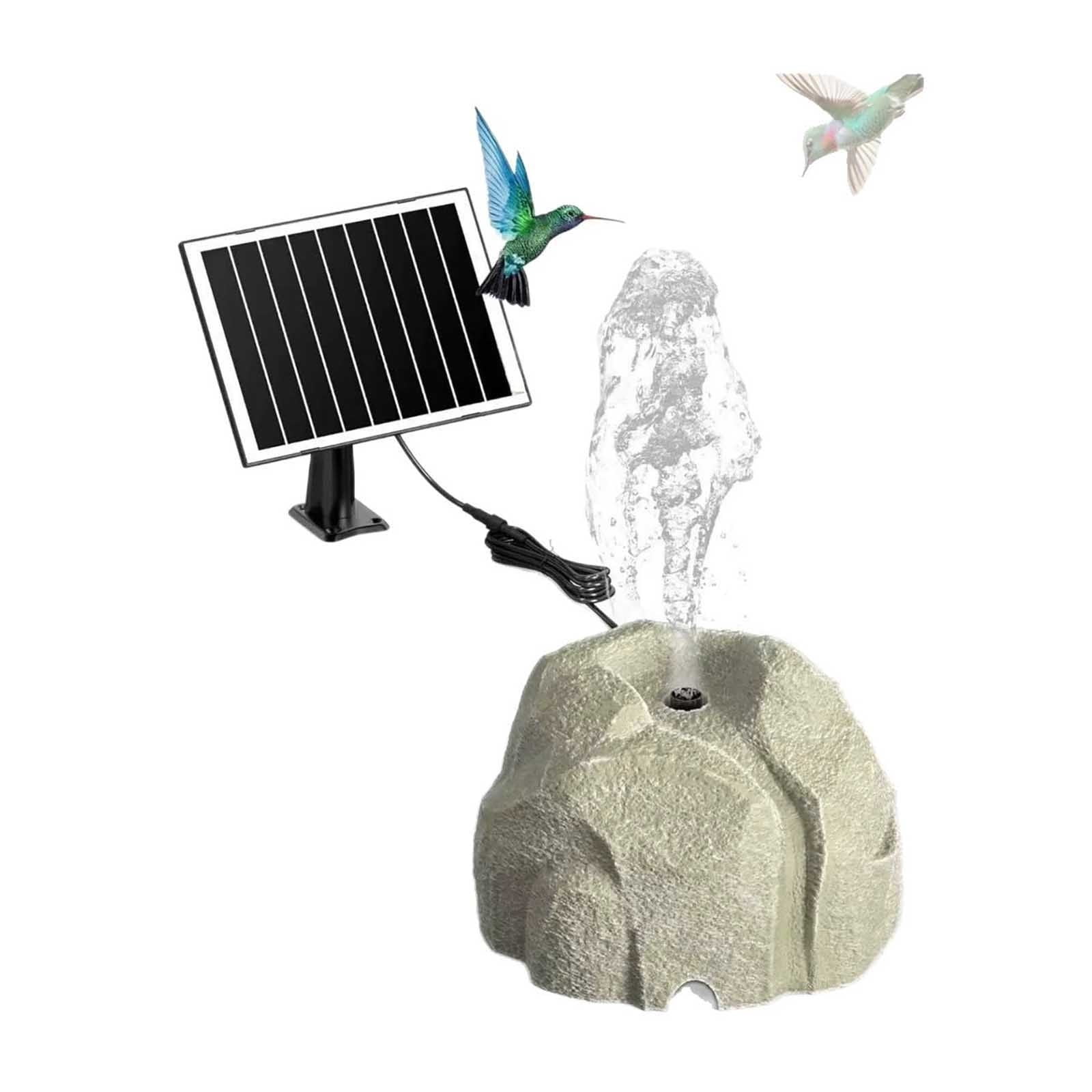 Realistic Granite Rock Solar Bird Bath Fountain, Solar Fountain for ...