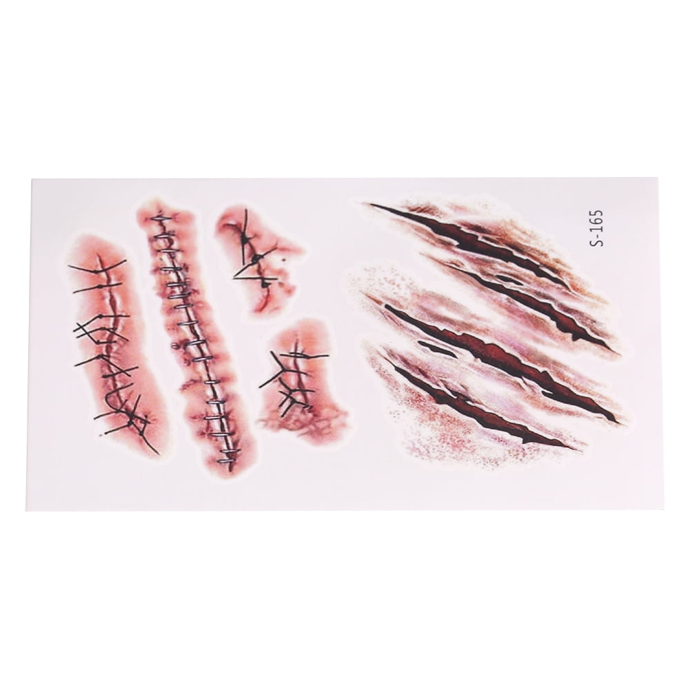 Realistic Gunshot Knife Wound Scars Temporary Tattoos Sticker Halloween ...