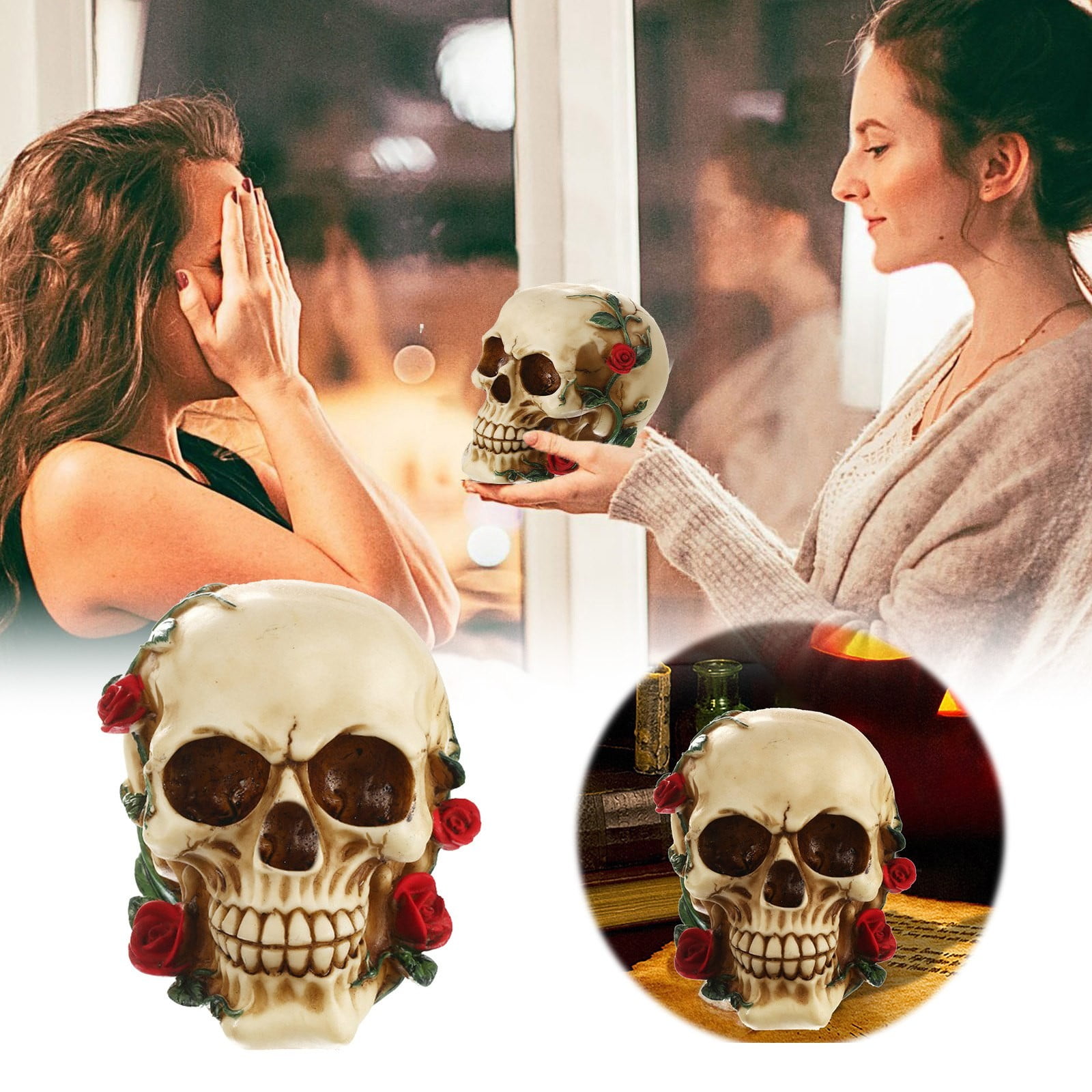 Realistic Human Resin Statue Head Skeleton Whisper Of Figurine ...