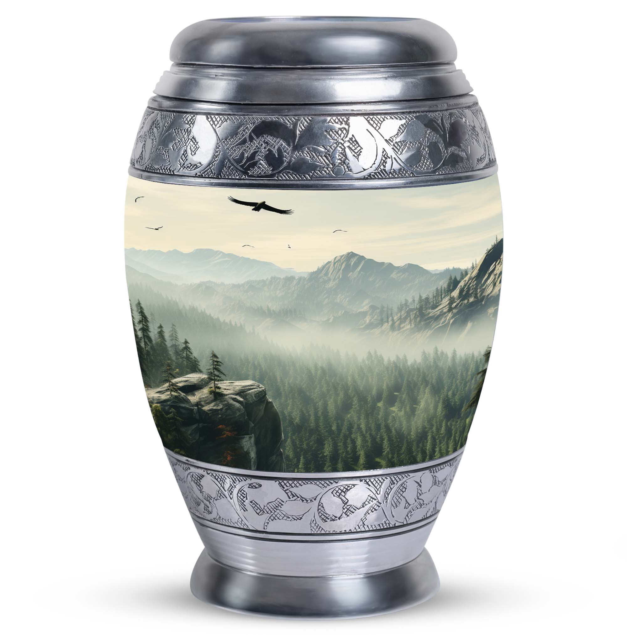 Realistic Illustration Of Mountains & ForestMini Urns For Female Ashes ...
