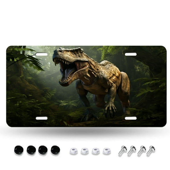Realistic Image of Angry Tyrannosaurus Rex in The Jungle Front License ...