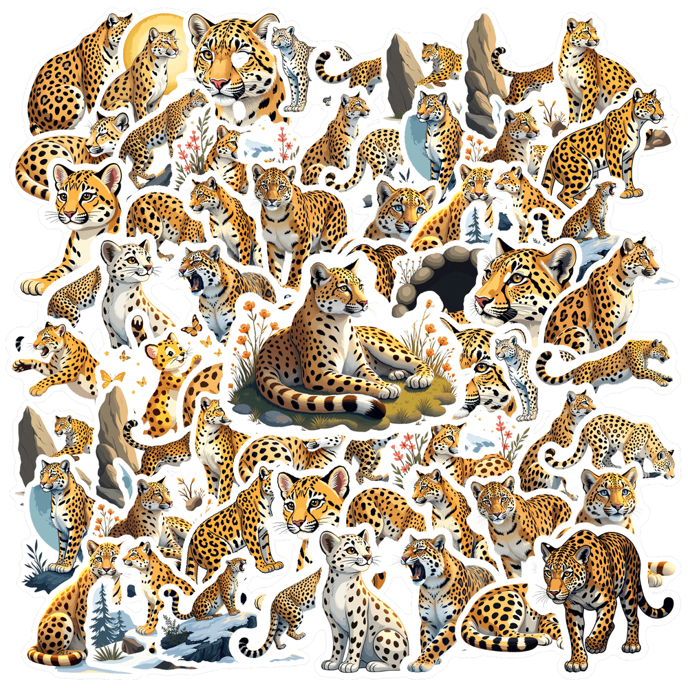 Realistic Leopard Theme Stickers, Waterproof Leopard Theme Sticker for ...