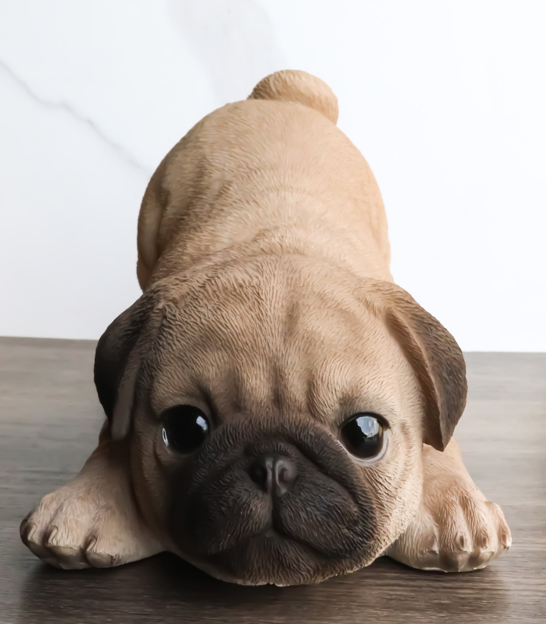 Realistic Lifelike Adorable Fawn Pug Puppy Dog Crouching Playfully ...