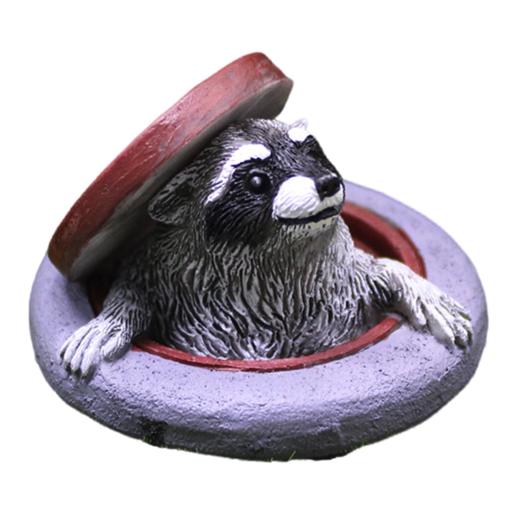 Realistic Manhole Cover Raccoons Figurine Resins Statue for Garden ...