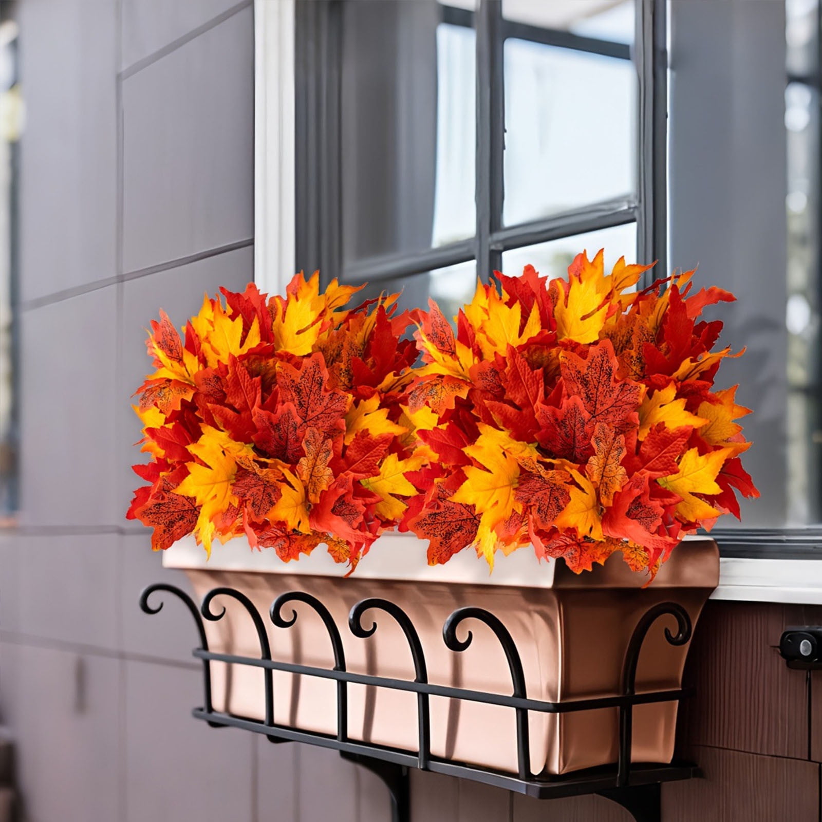 Realistic Maple Leaf Stem Decor - Artificial Fall Foliage for Home (16 ...