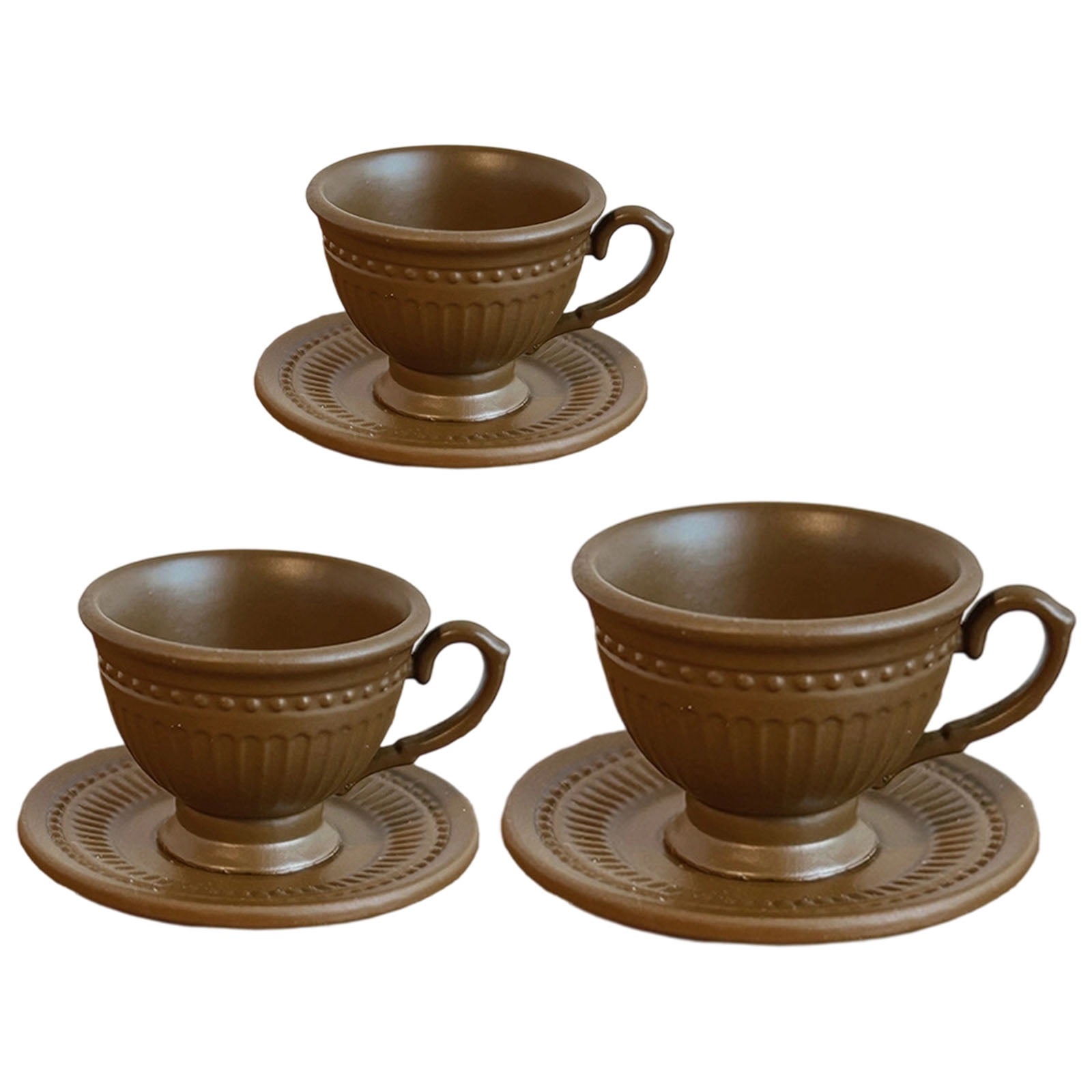 Realistic Miniature Coffee Cup Set With Saucers Model Figure Doll House ...