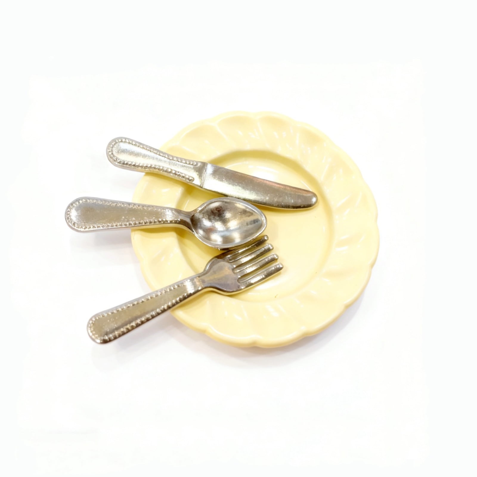 Realistic Miniature Dishware Model Figure with Cutter Fork Spoon Dish ...