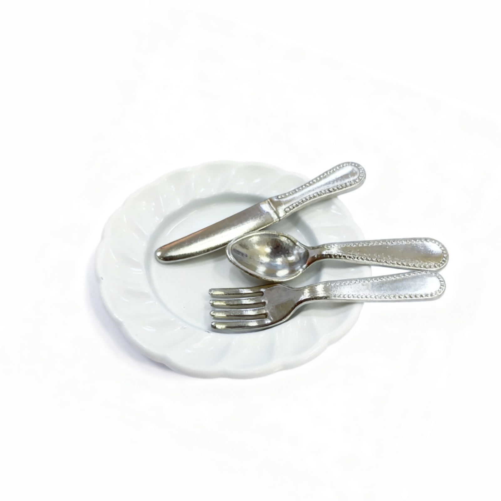 Realistic Miniature Dishware Model Figure with Cutter Fork Spoon Dish ...