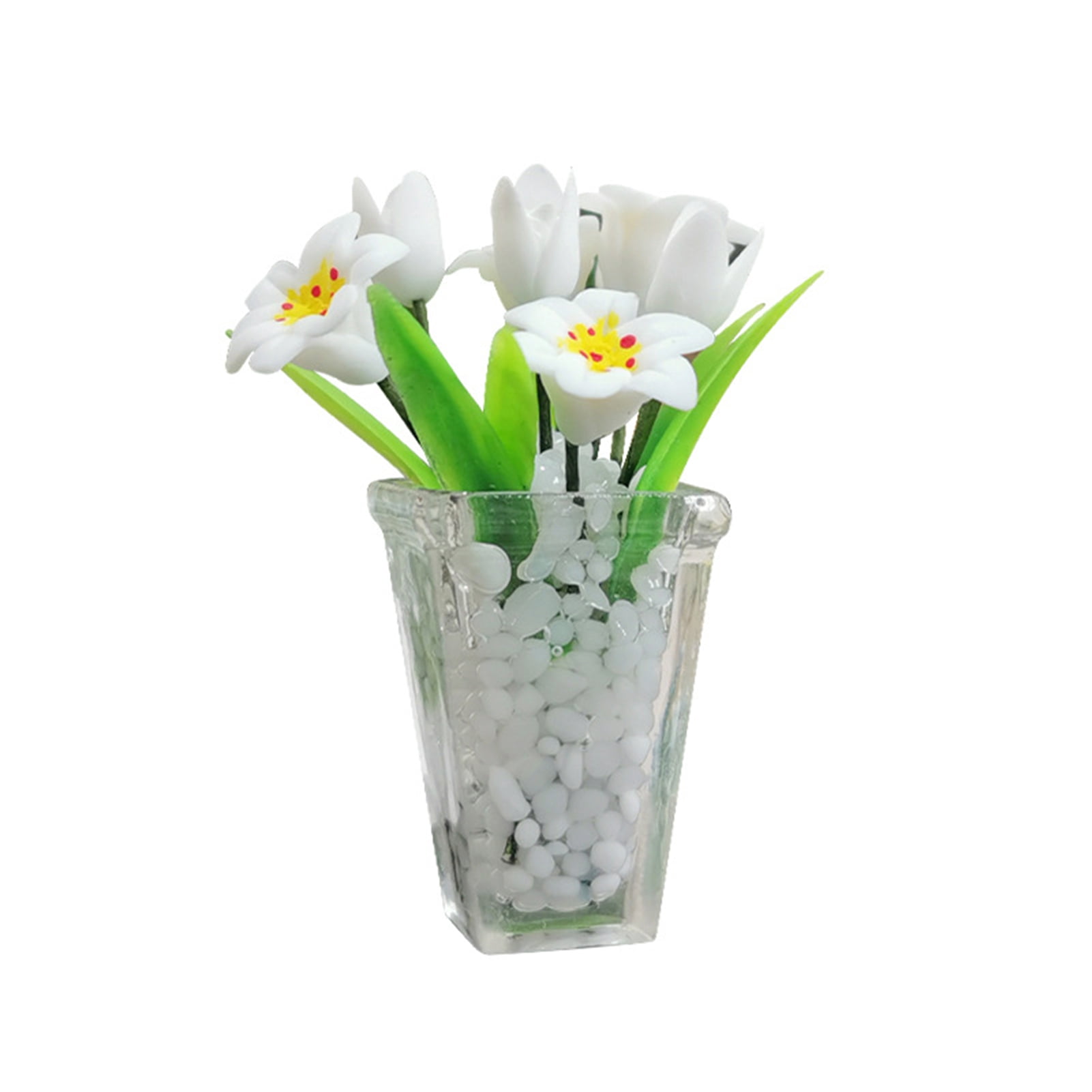 Realistic Miniature Potted Lily Flower Vase Set: Elegant Resin Models ...