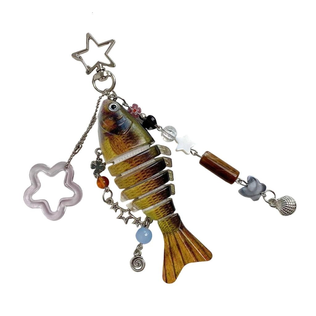 Realistic Multi Section Fish Keychain Anglers Gift Practical Keyring ...