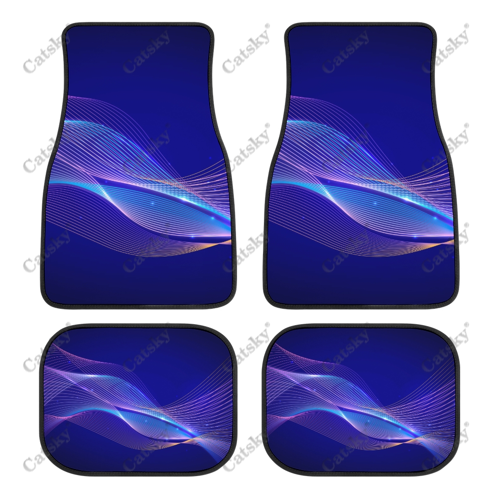Realistic Neon Lights Wavy Lines Car Floor Mat Vintage Carpet Anti-Slip ...