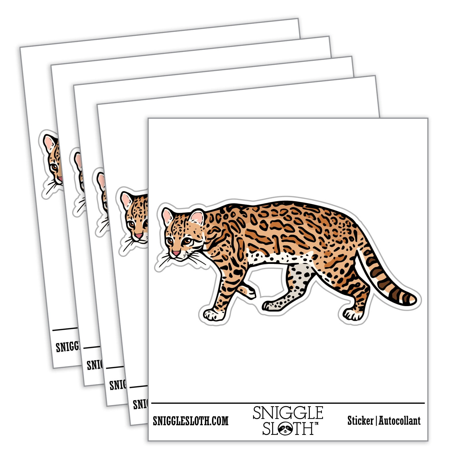 Realistic Ocelot Wild Cat Spots Car Window Bumper Water Bottle Phone Tablet Laptop Waterproof ...