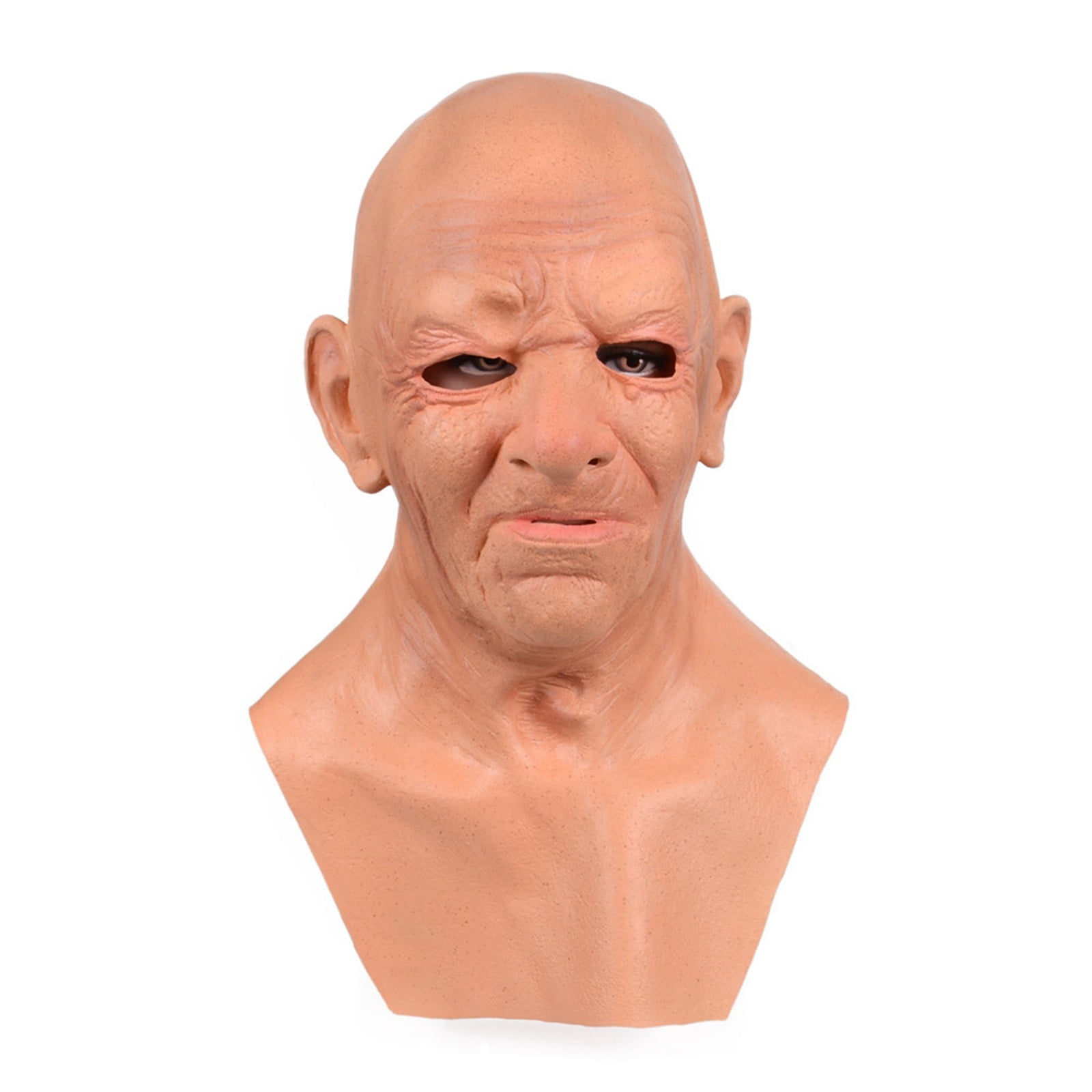 Realistic Old Man Shape Latex Headgear Bald Wrinkled Face Tool Party ...