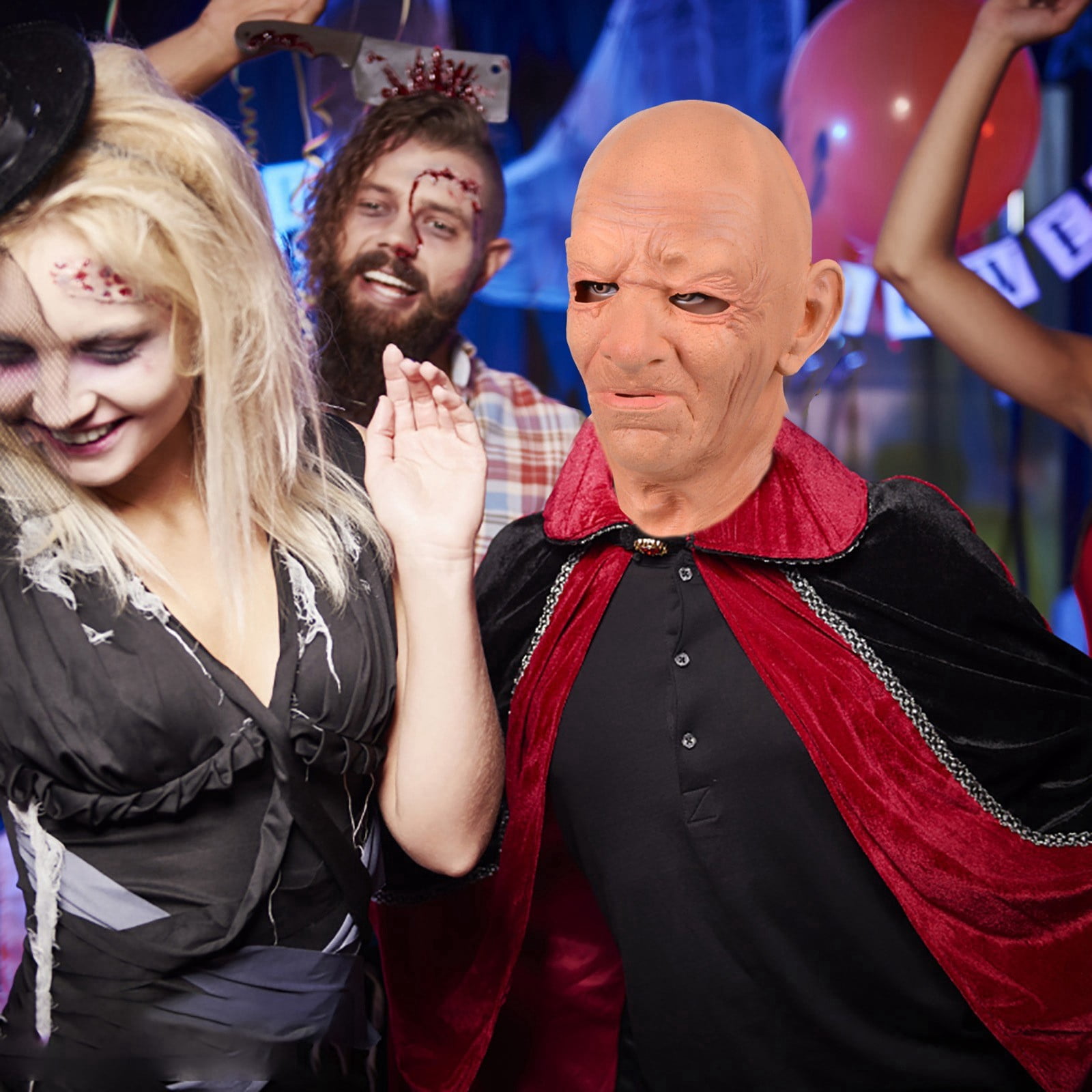 Realistic Old Man Shape Latex Headgear Bald Wrinkled Face Tool Party ...