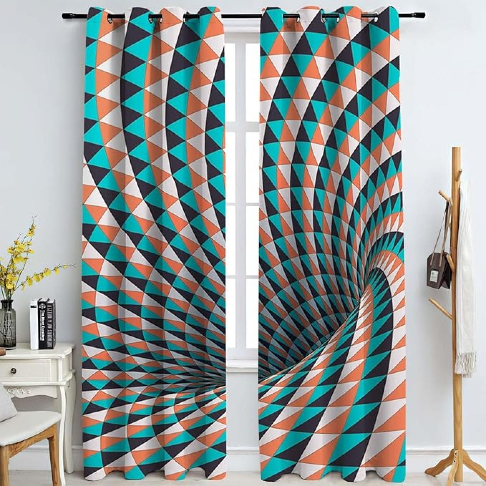 Realistic Optical Illusion Blackout Window Curtain, Colourful Optical ...