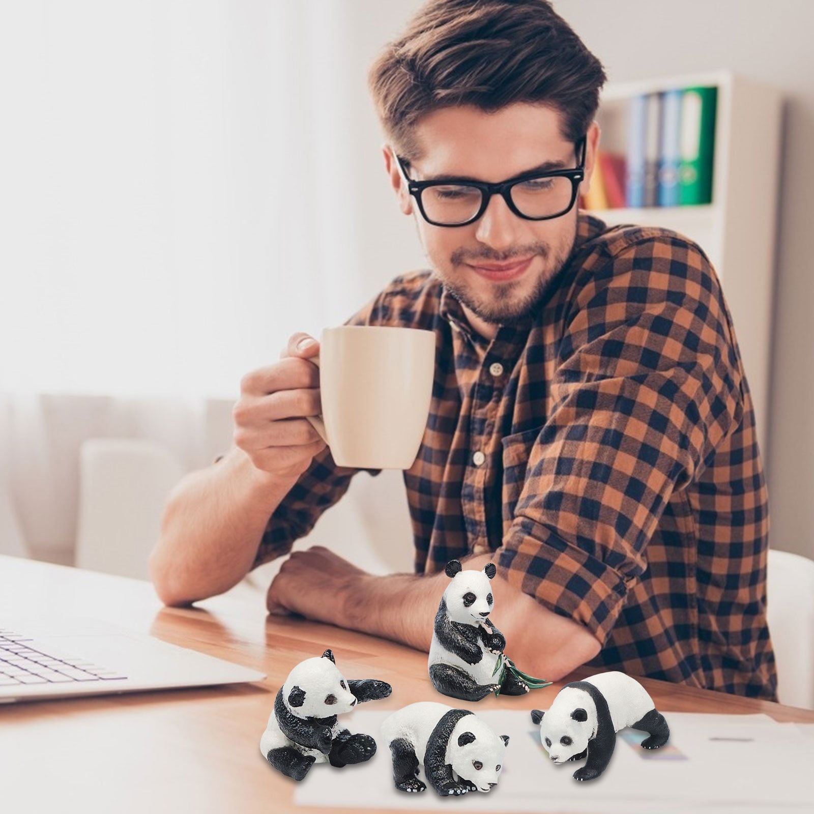 A Realistic Panda Bear Figurine Simulation Model Toy, Standing Pose ...