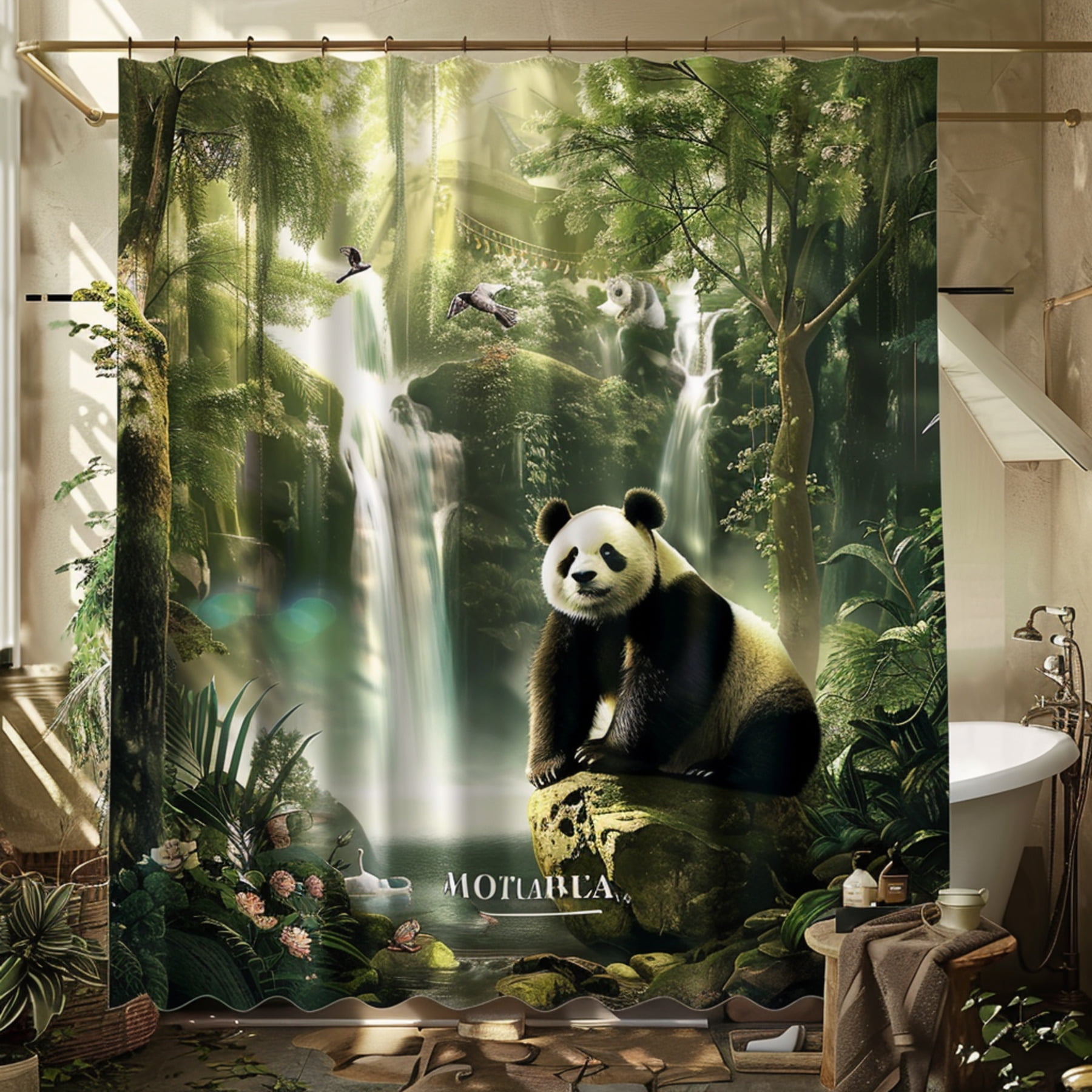 Realistic Panda Forest Shower Curtain Hyperrealistic Design Bathroom ...