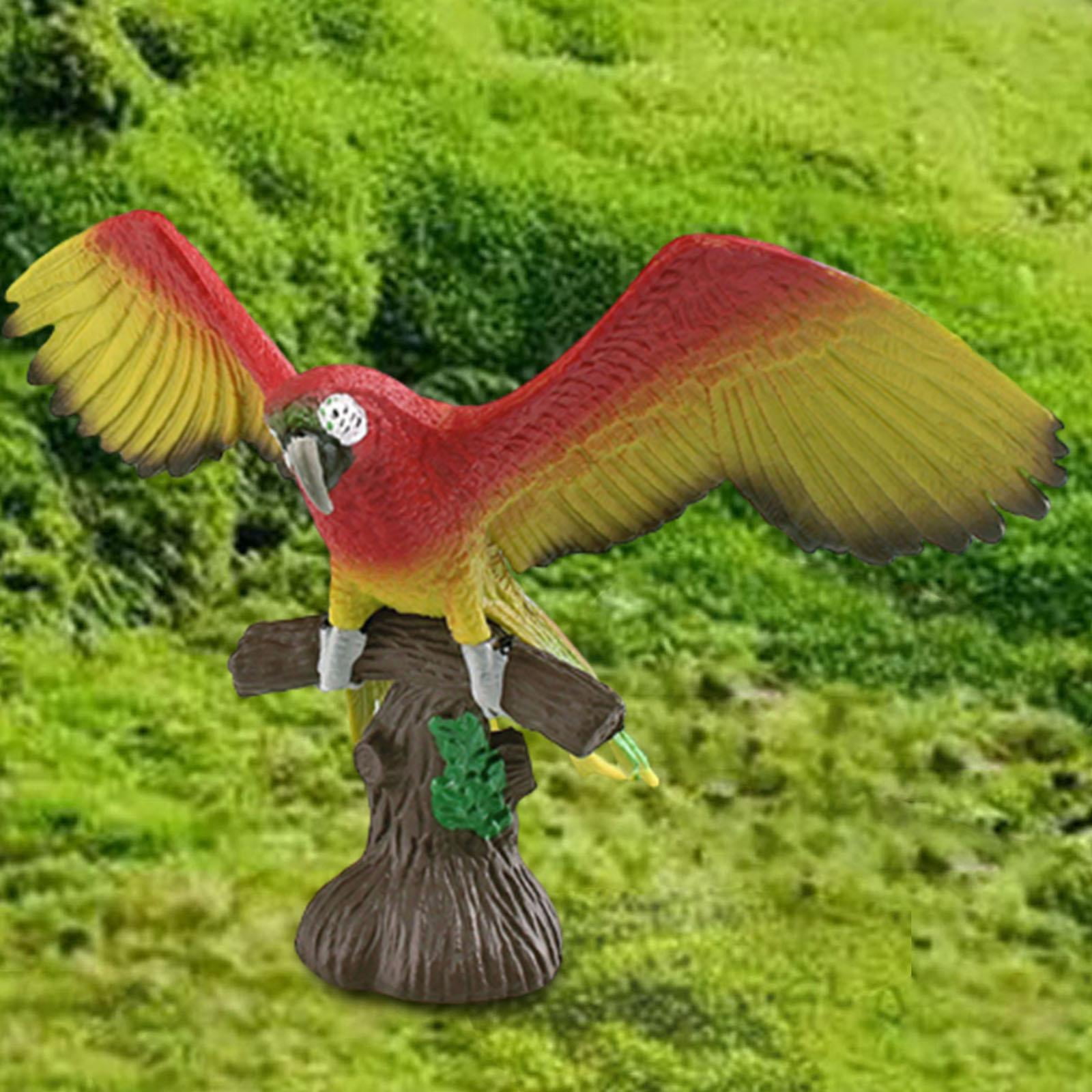 Realistic Parrot Figurines Parrot on Branch Model Hand Painted Playset ...