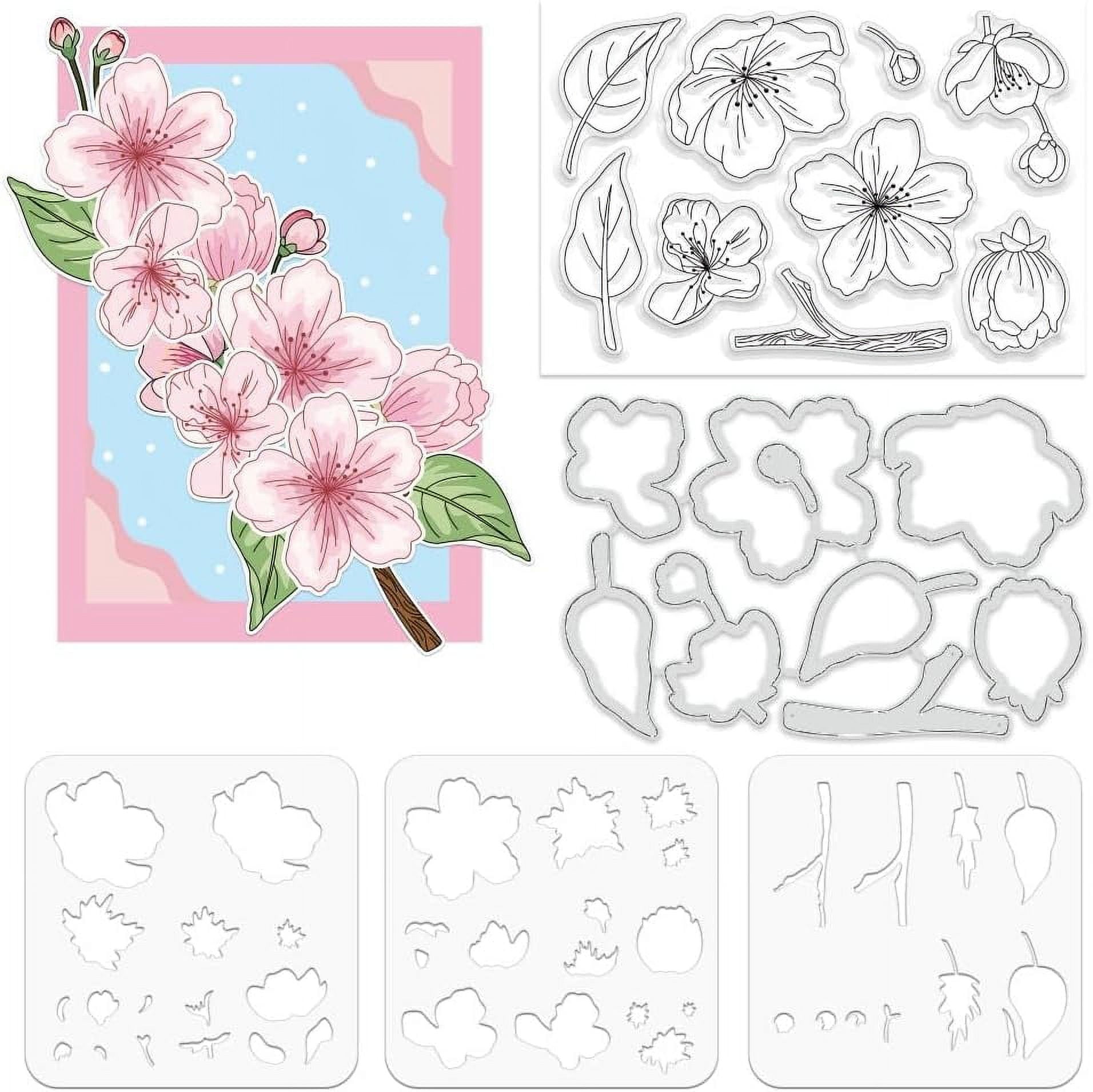 Realistic Peach Blossom Layering Stencils Set for Card Making Flower ...