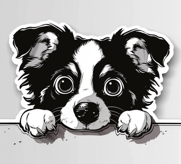 Realistic Peeking Puppy Dog Car Sticker – Cute Funny Vinyl Car Decal ...
